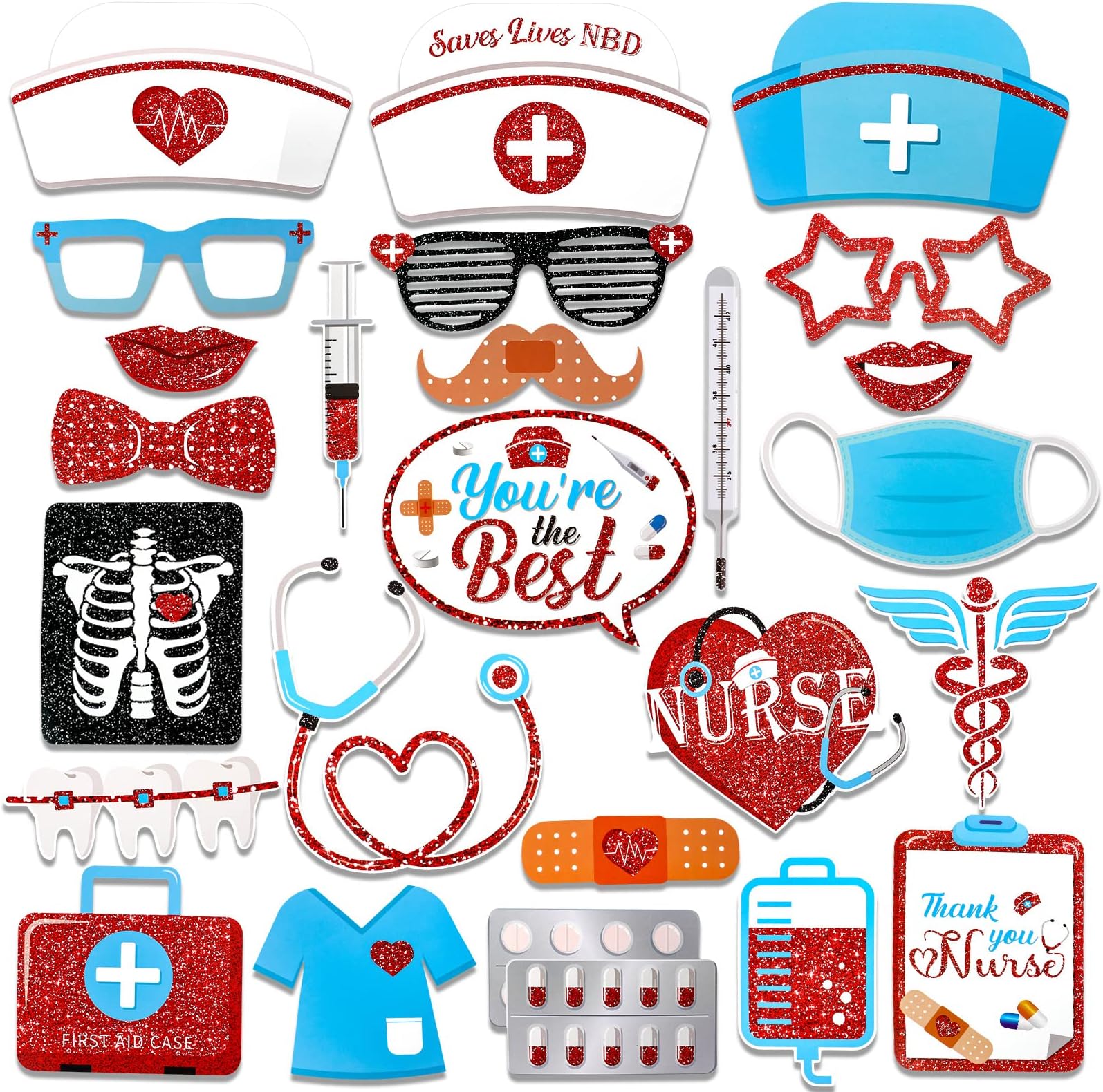 Amazon.com: HOWAF 25pcs Thank You Nurses Photo Booth Props, Nurse ...