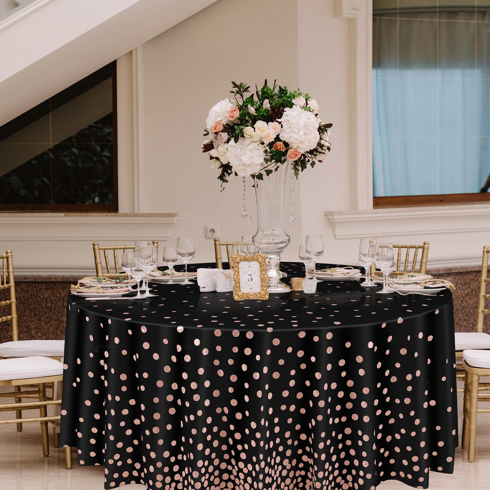 Snapklik.com : Newwiee 3 Pcs Round Dot Tablecloth 84 Inch Plastic Table ...