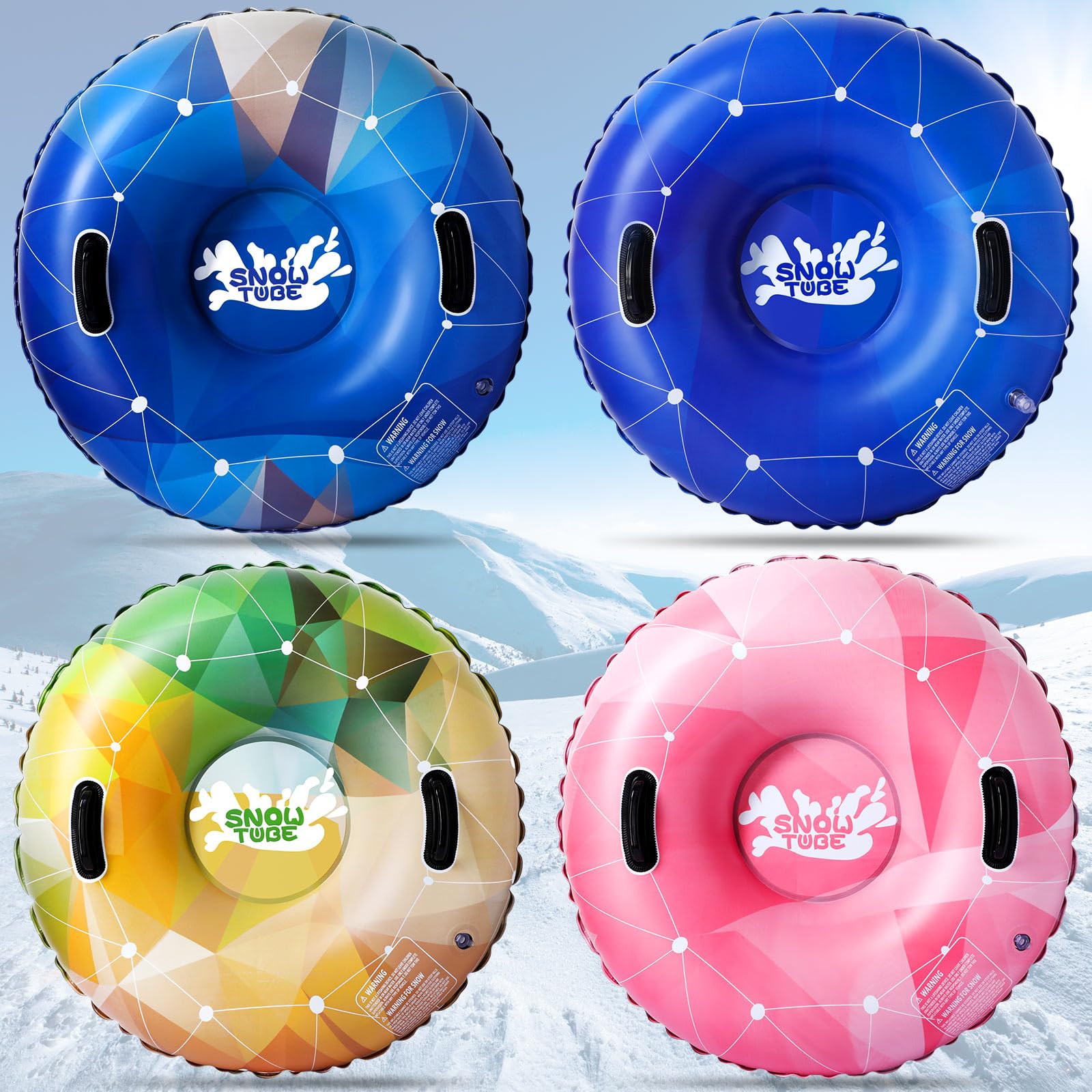 Snapklik.com : Poen 4 Pack Inflatable Snow Sled Tube 36 Inch Heavy Duty ...