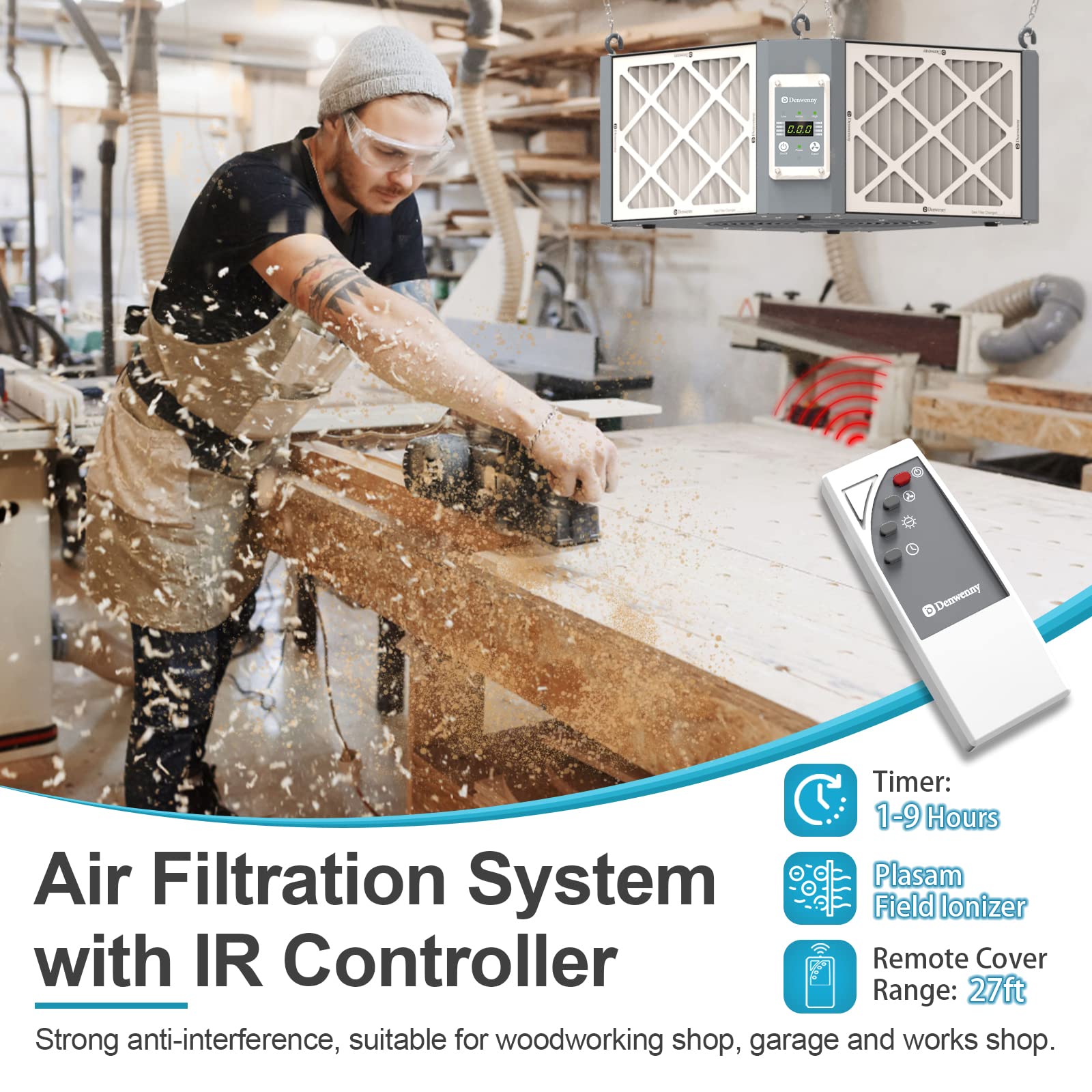 360 Degree Intake Air System Woodworking Shop - (1350CFM) with Strong ...