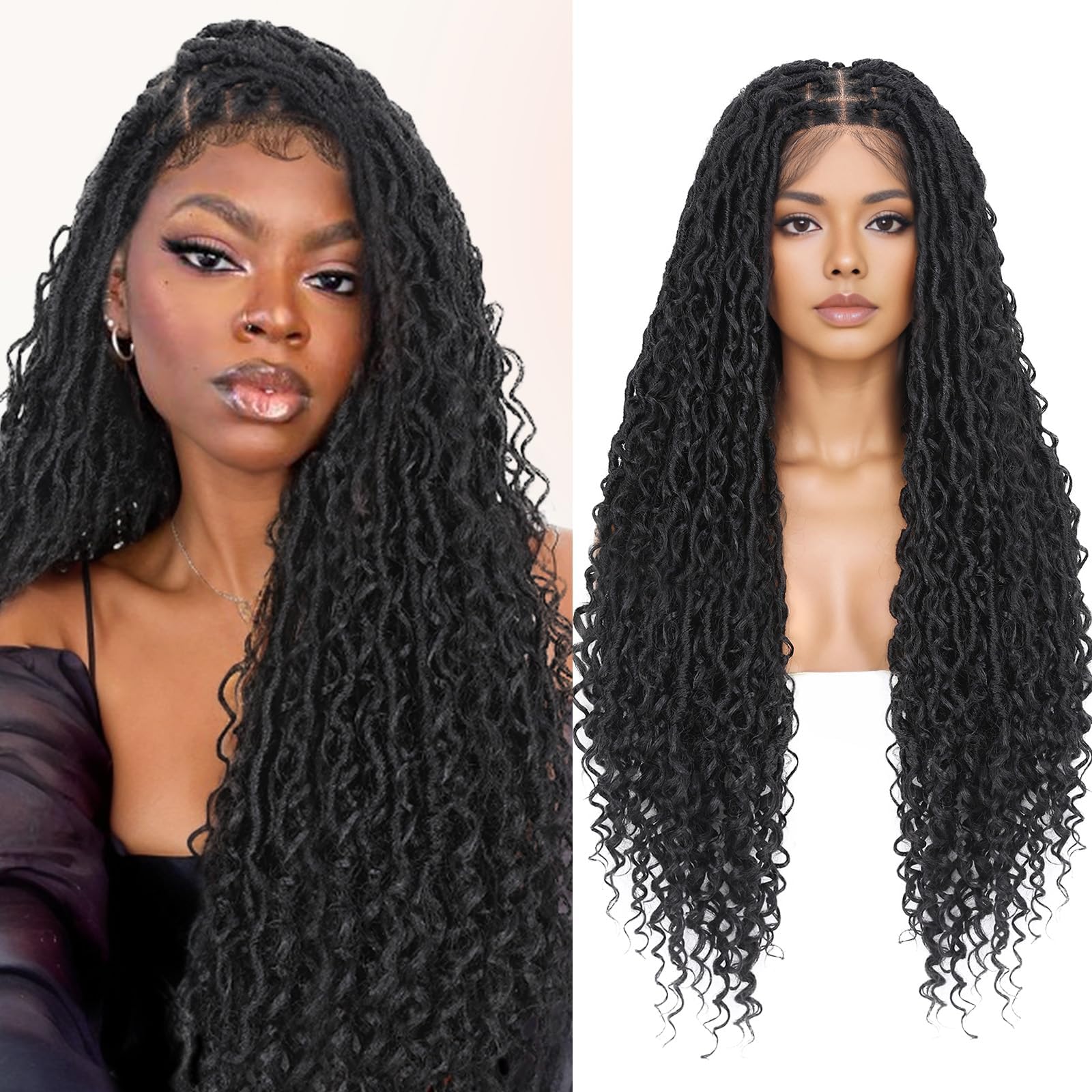 Amazon.com: WIGNEE Boho Braided Wig Full Double Lace Front Braided Wig ...