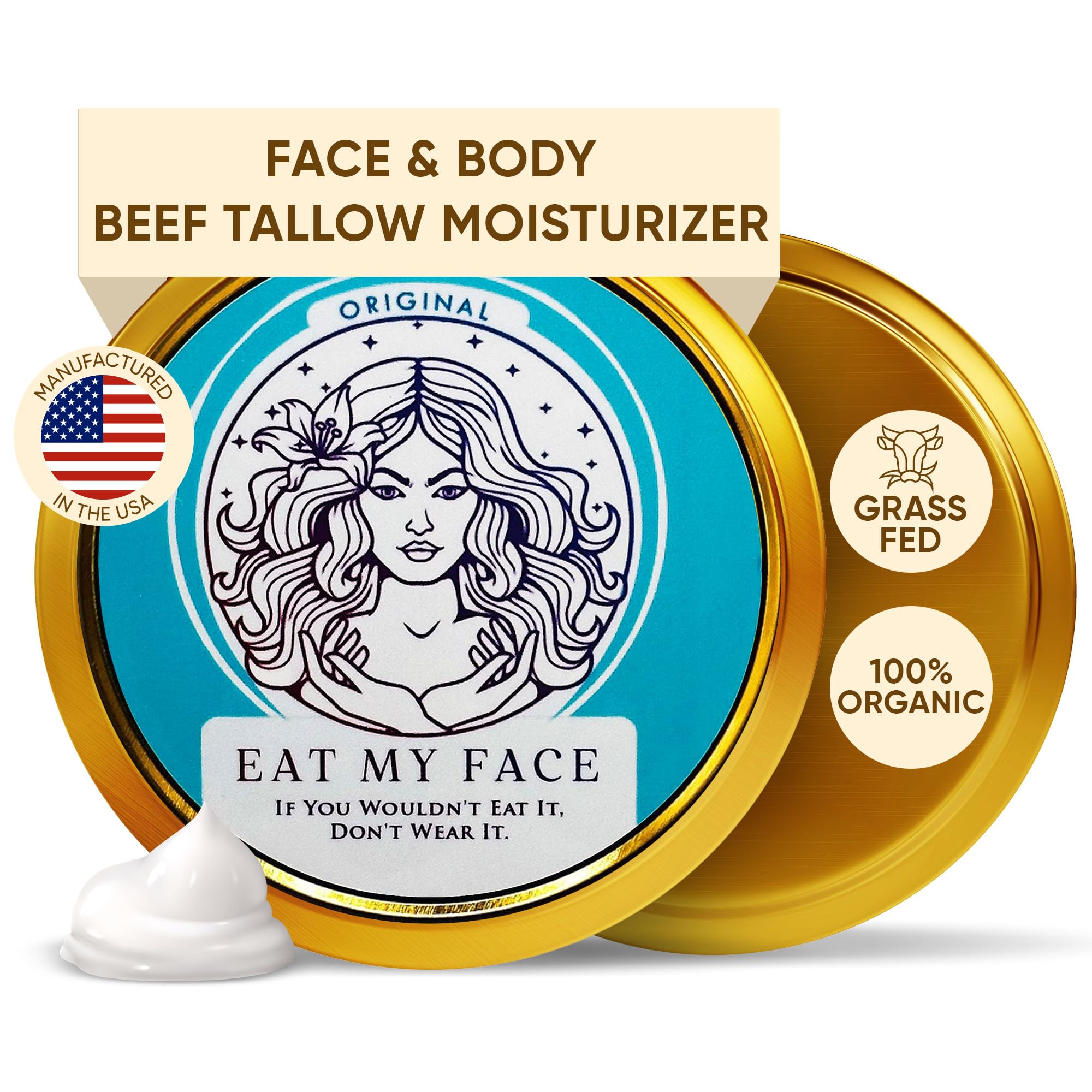 Amazon.com: Eat My Face Tallow Face Moisturizer - Beef Tallow for Face ...