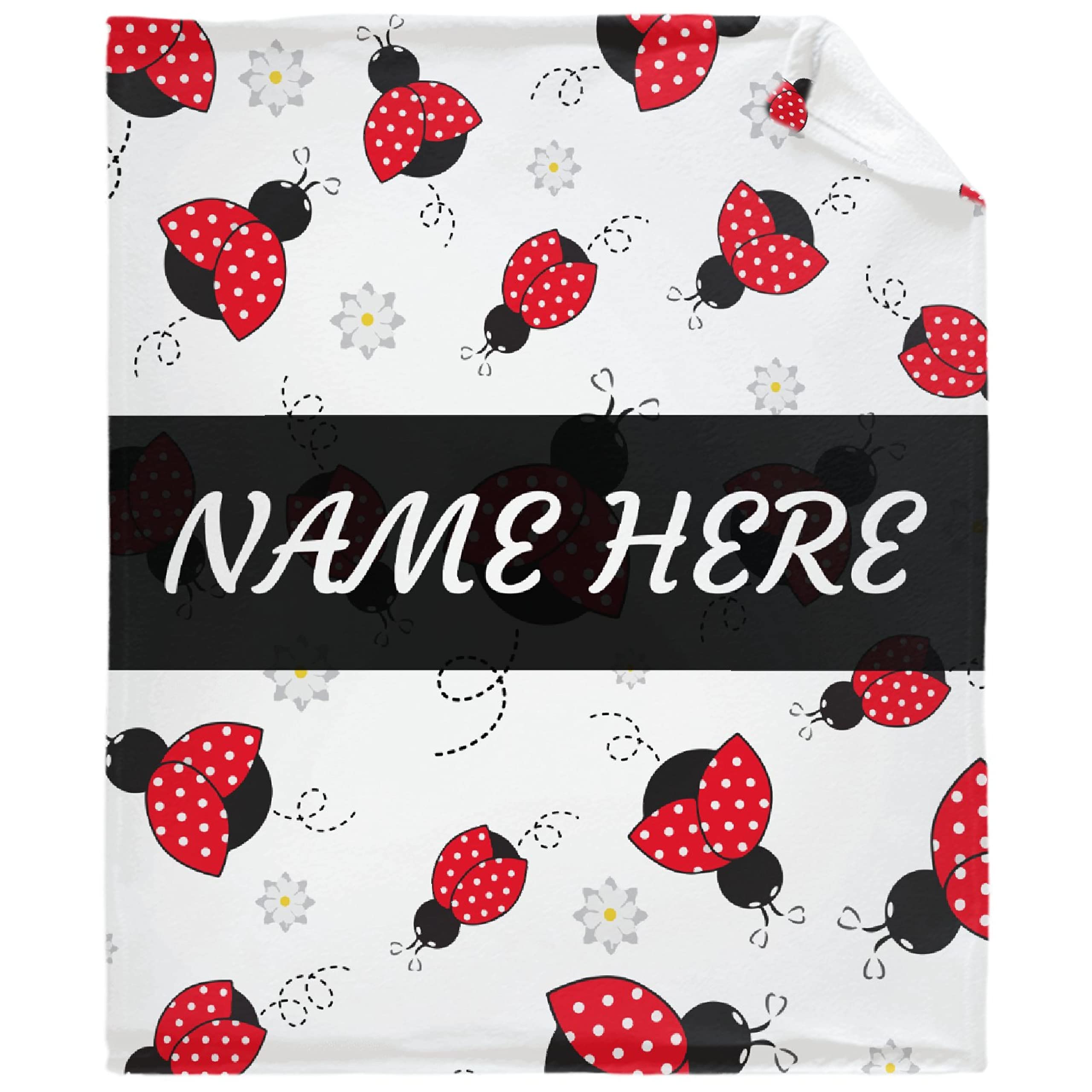 Amazon.com: Custom with Name Red Ladybug Cartoon Pattern Blanket Super ...