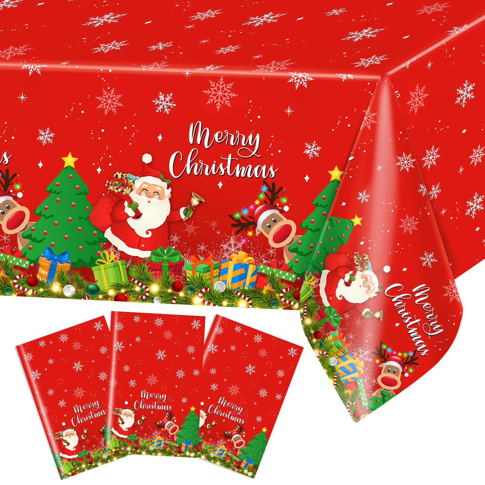Amazon.com: Avezano 3 Pcs Christmas Tablecloths Disposable Santa ...