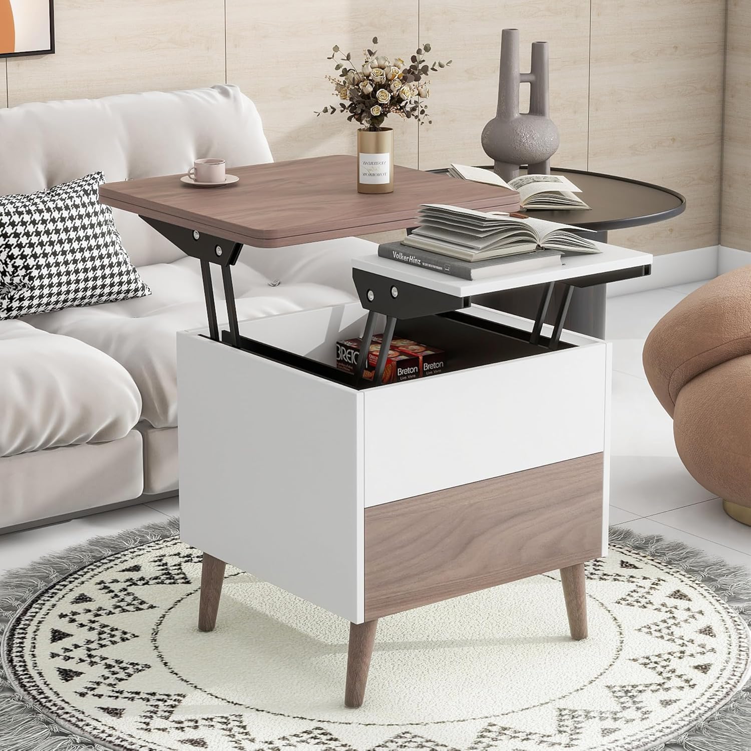 Amazon.com: SSLine 3-in-1 Multi-Functional Wood End Table, Lift-Top ...