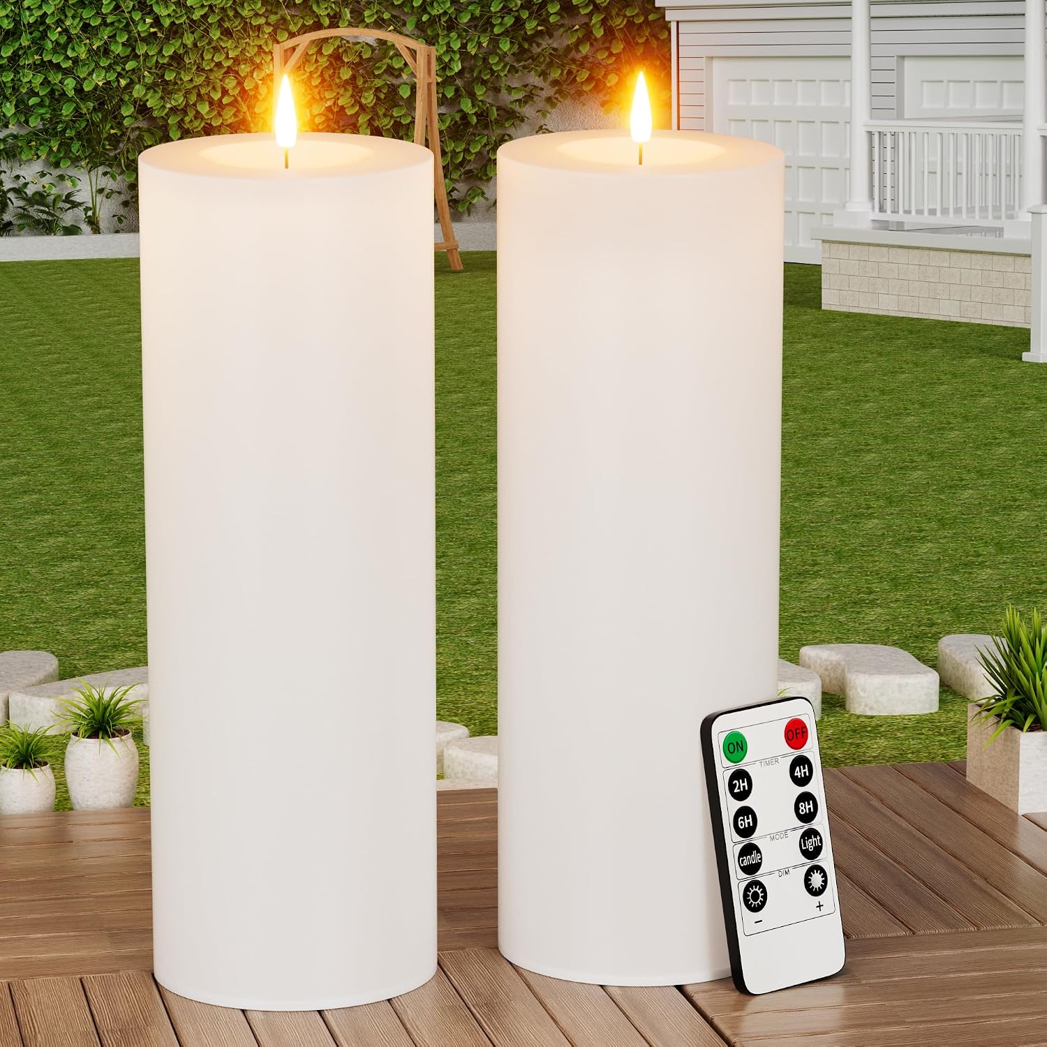 Amazon.com: BUTHY 12" x 4" Large Outdoor Candles with Timer Waterproof ...