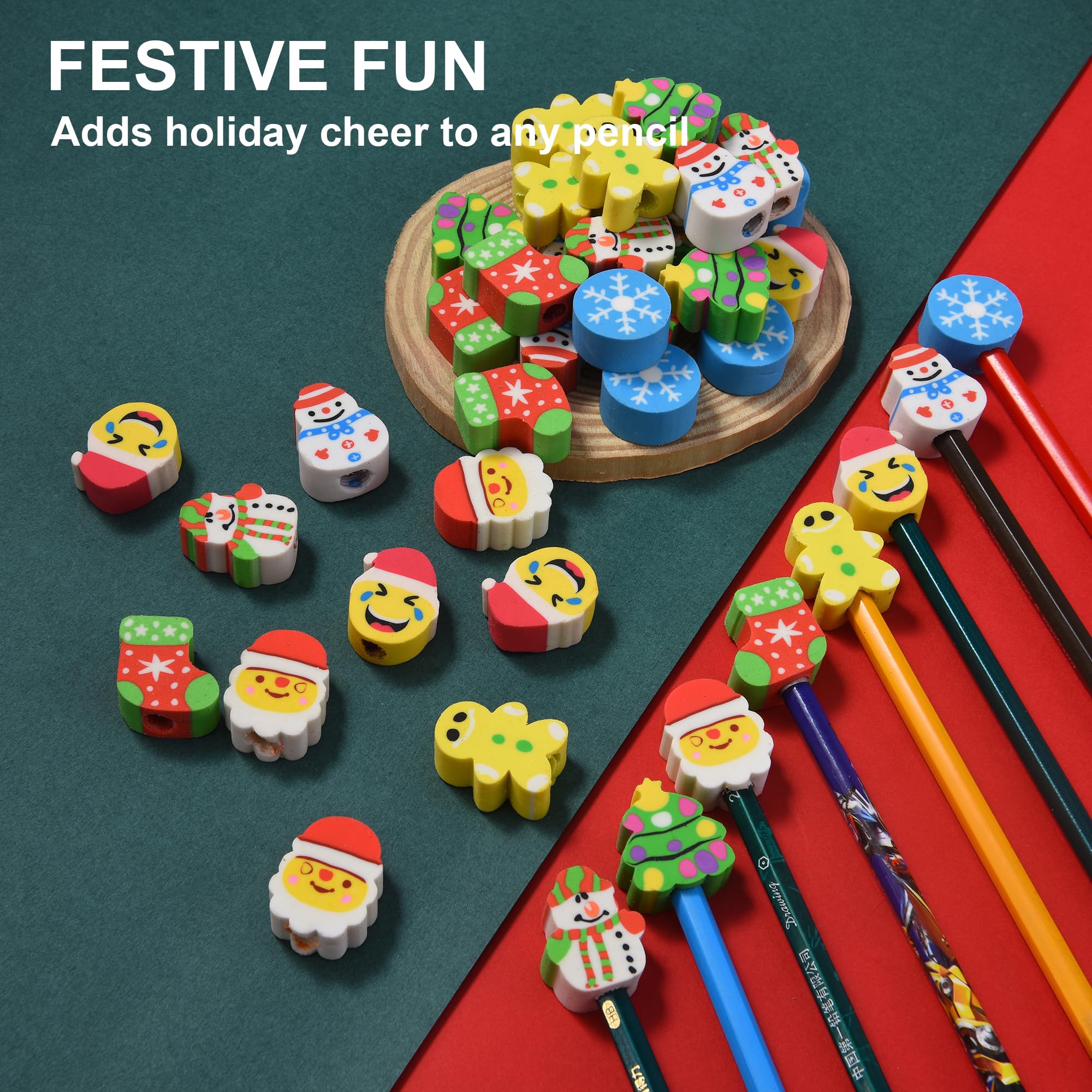 Snapklik.com : 42 Pieces Christmas Pencil Top Erasers For Kids ...
