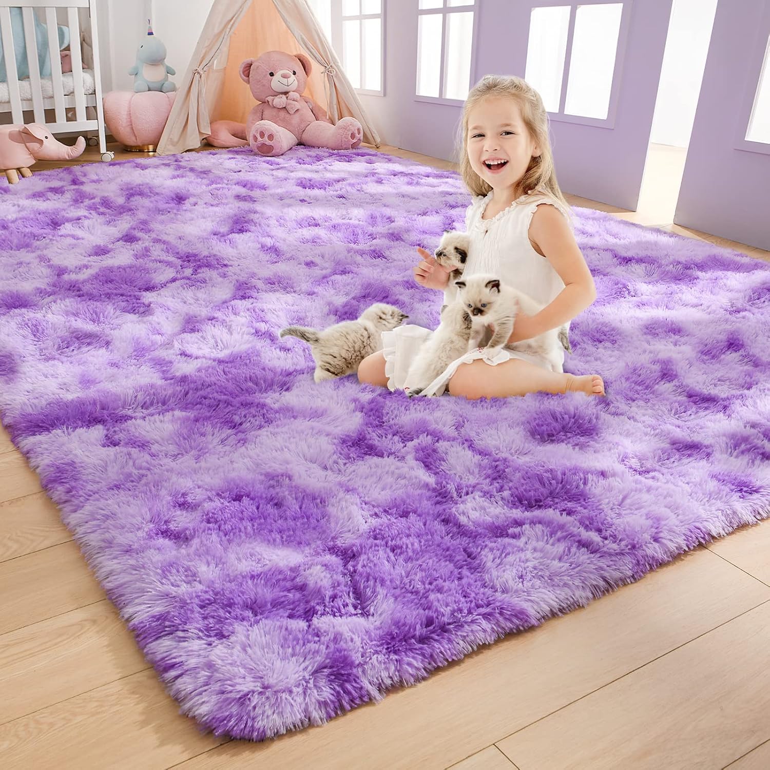 AROGAN Soft Rainbow Area Rugs For Girls Room 4x6 Feet Purple Fluffy arogan-soft-rainbow-area-rugs-for-girls-room-4x6-feet-purple-fluffy