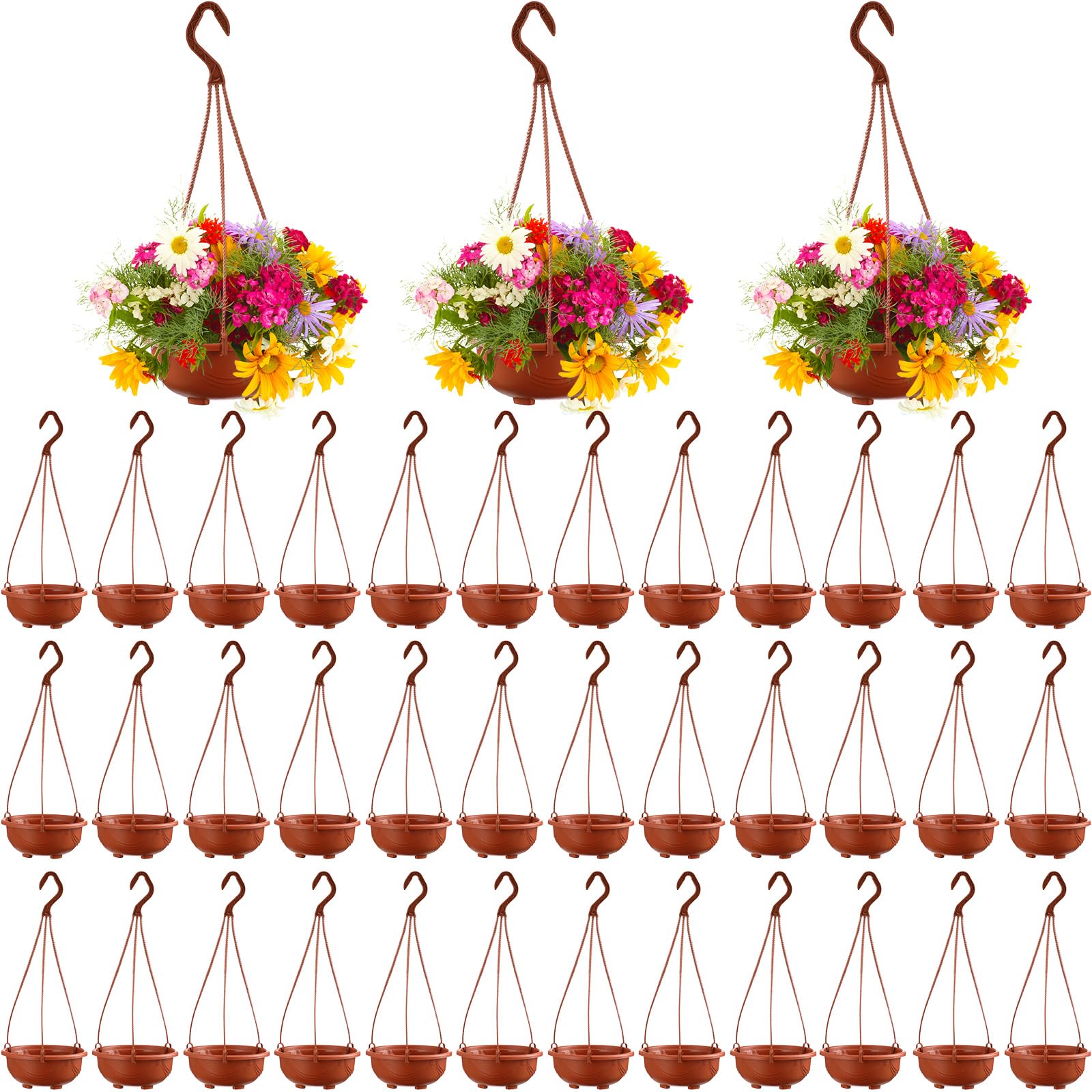 Amazon.com: Maxcheck 60 Pcs Plastic Hanging Planter Flower Plant Pots ...