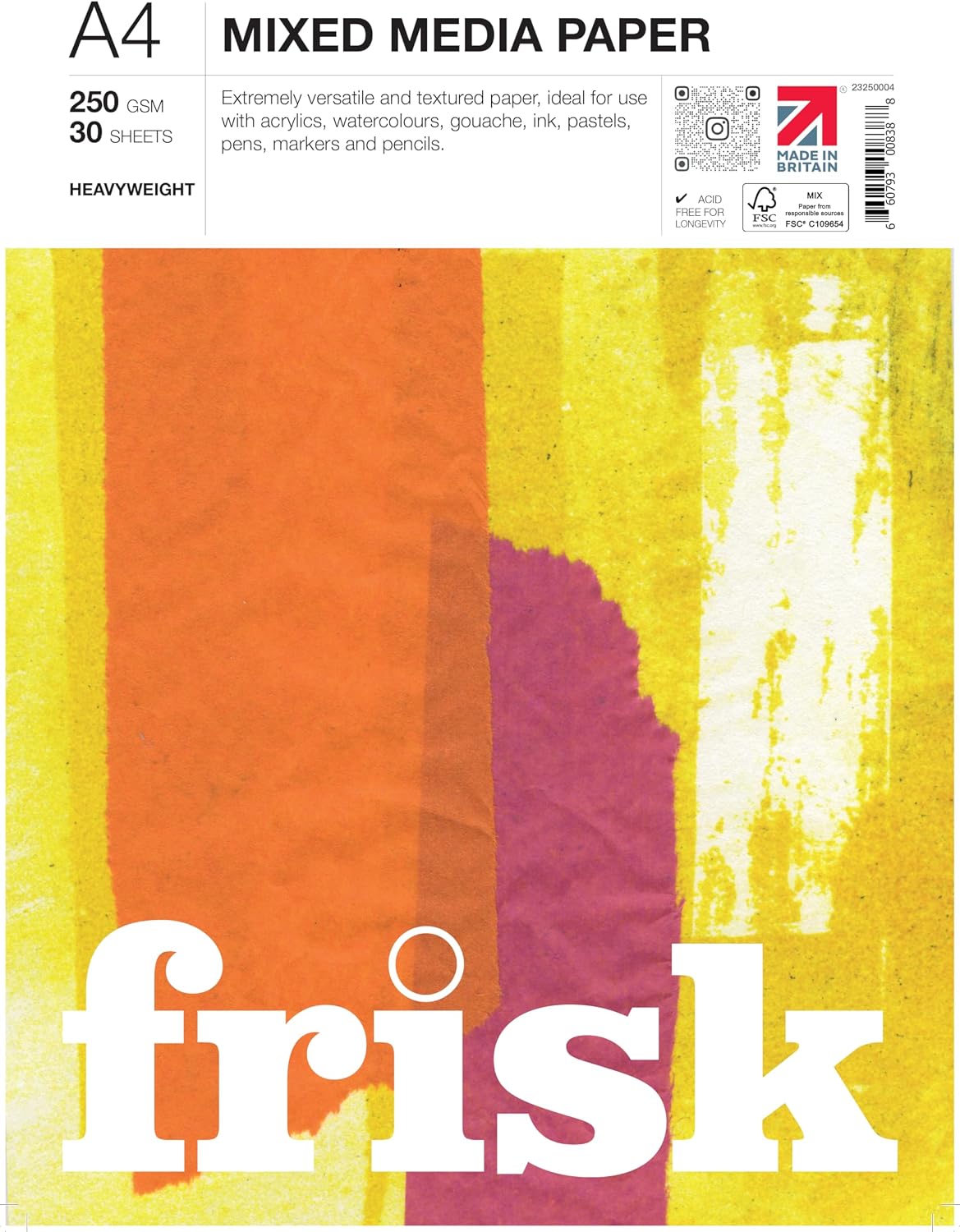 Frisk 23250004 Mixed Media Paper Pad A4, White : Amazon.co.uk: Home ...
