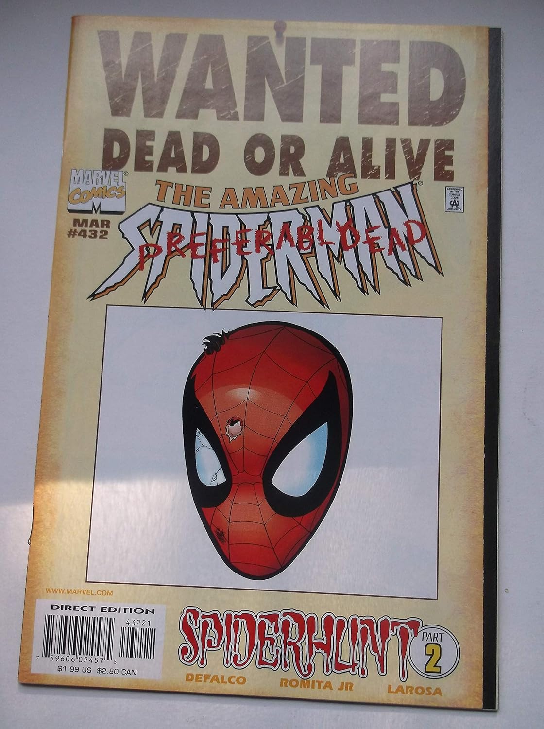 Amazon.com: Amazing Spider-man #432 "Wanted Poster Variant": DEFALCO: Books