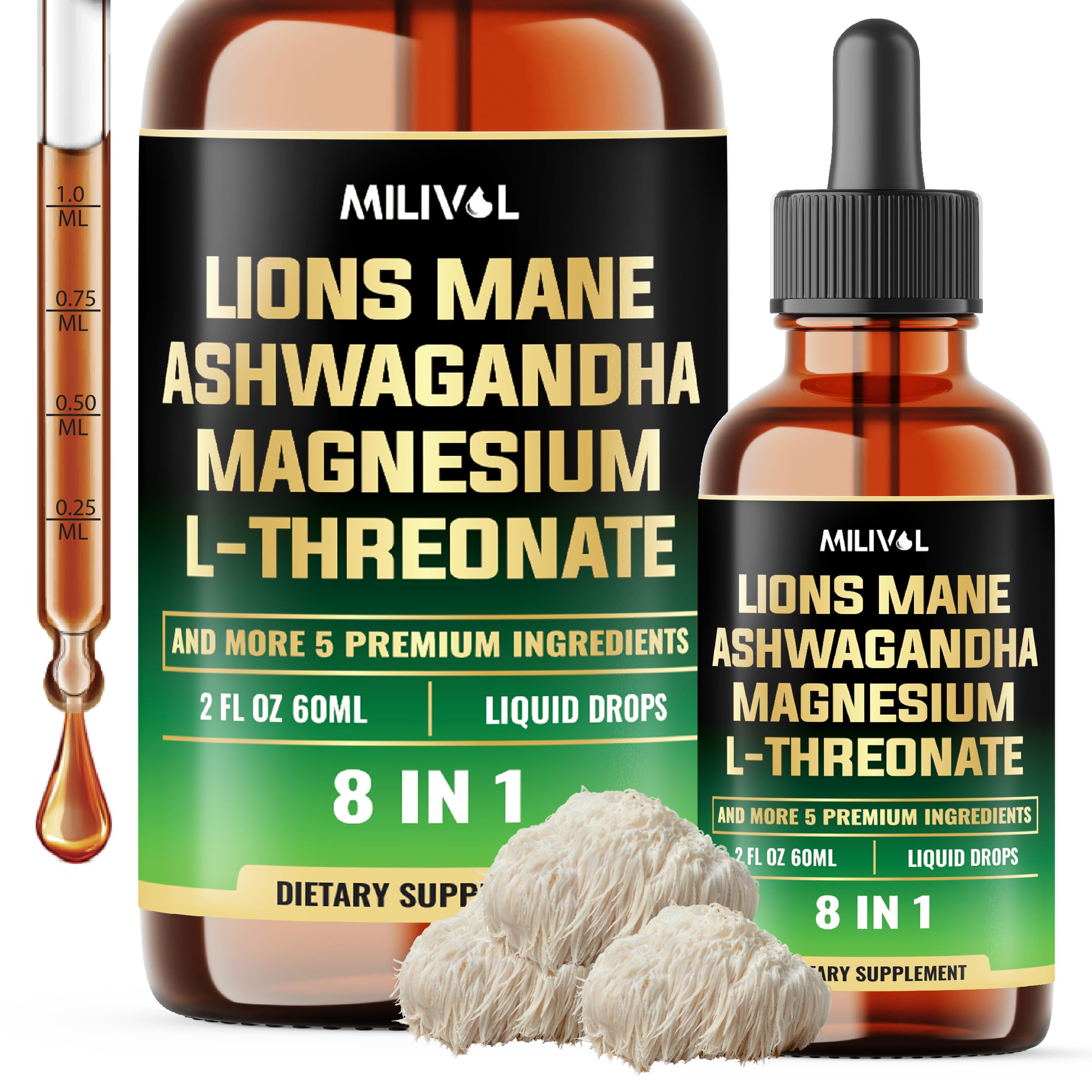 Amazon.com: 8in1 Lions Mane Liquid with Ashwagandha Root, Magnesium L ...