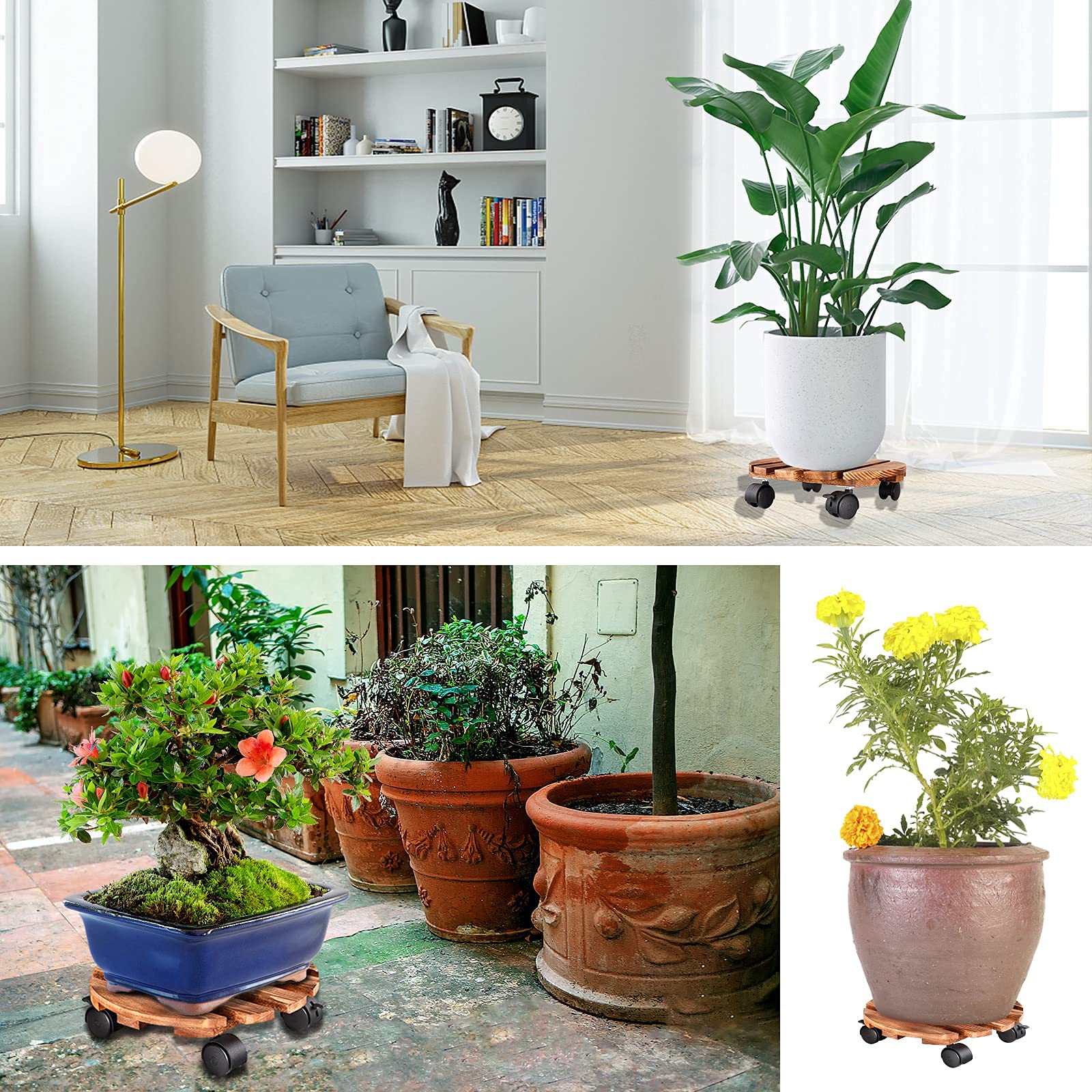 Buy KarNeey Plant Caddy 12 Inch Plant Stand With Wheels Rolling Plant
