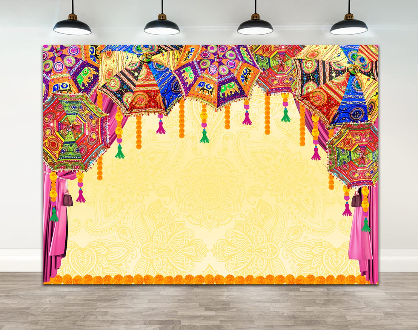 Buy Ticuenicoa 7x5ft Ganpati Backdrop Indian Puja Decoration Marriage ...