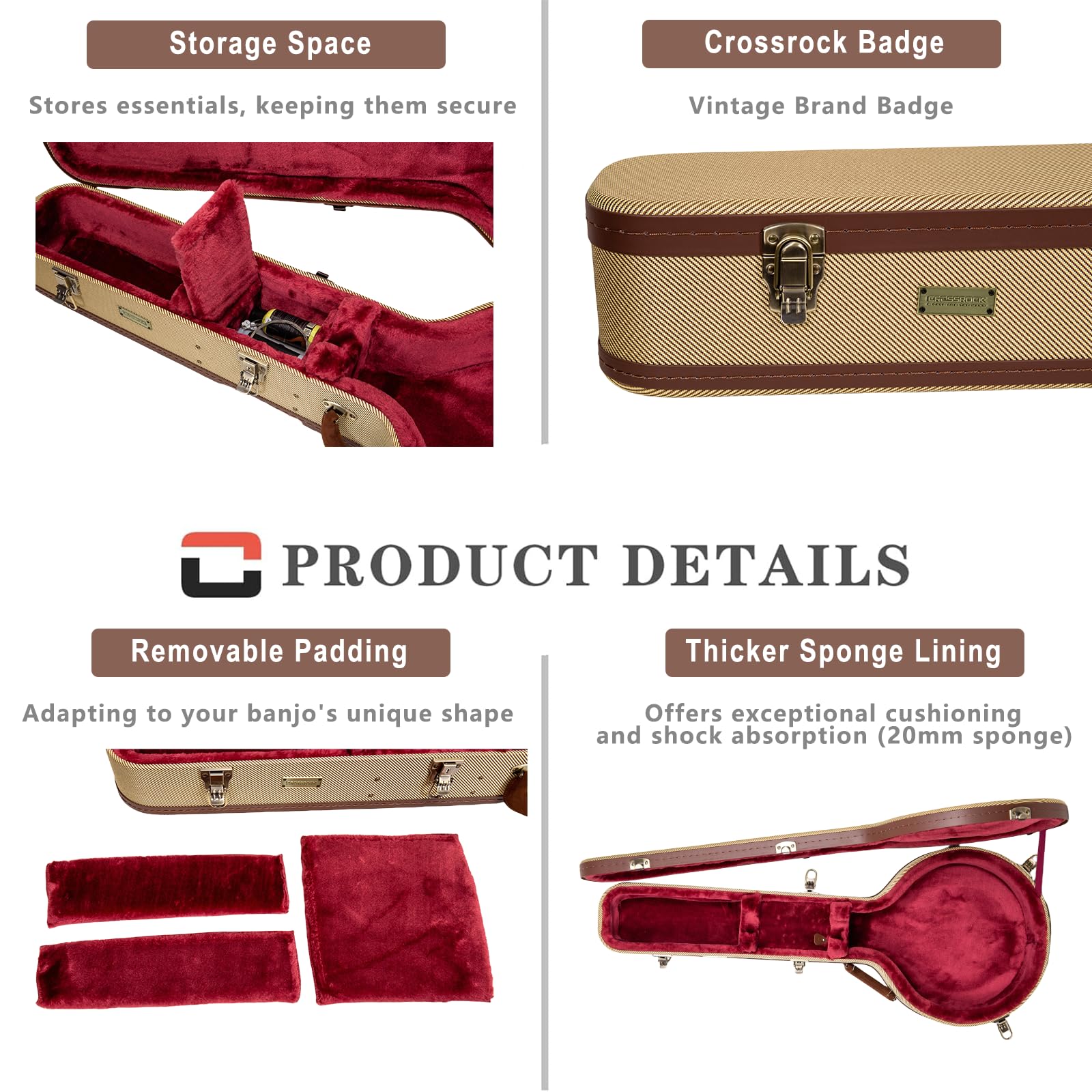 Snapklik.com : Crossrock Master Series Openback Banjo Case Classic ...