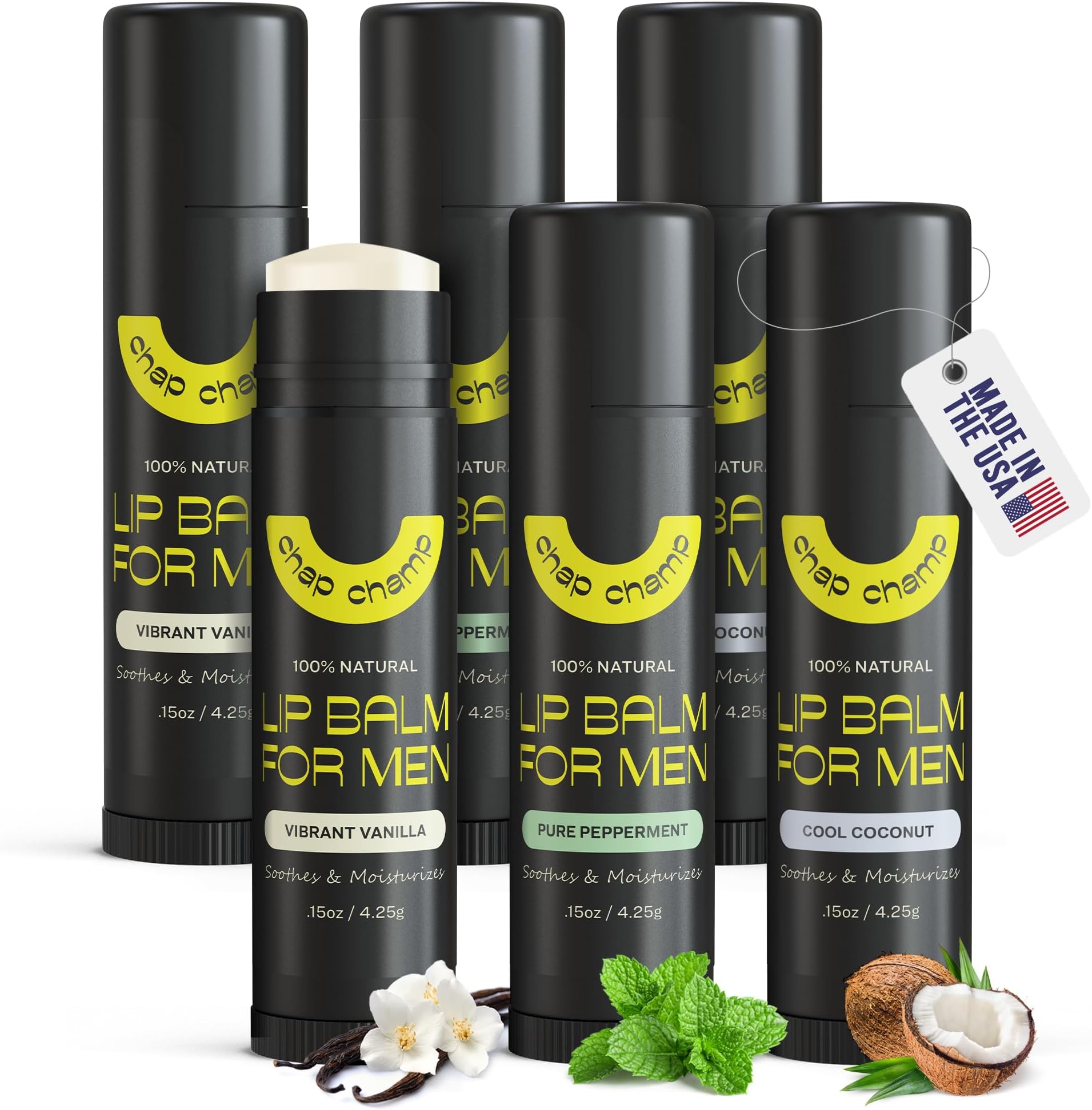 Amazon.com : Lip Balm for Men - All Natural Mens Chapstick - Mens Lip ...