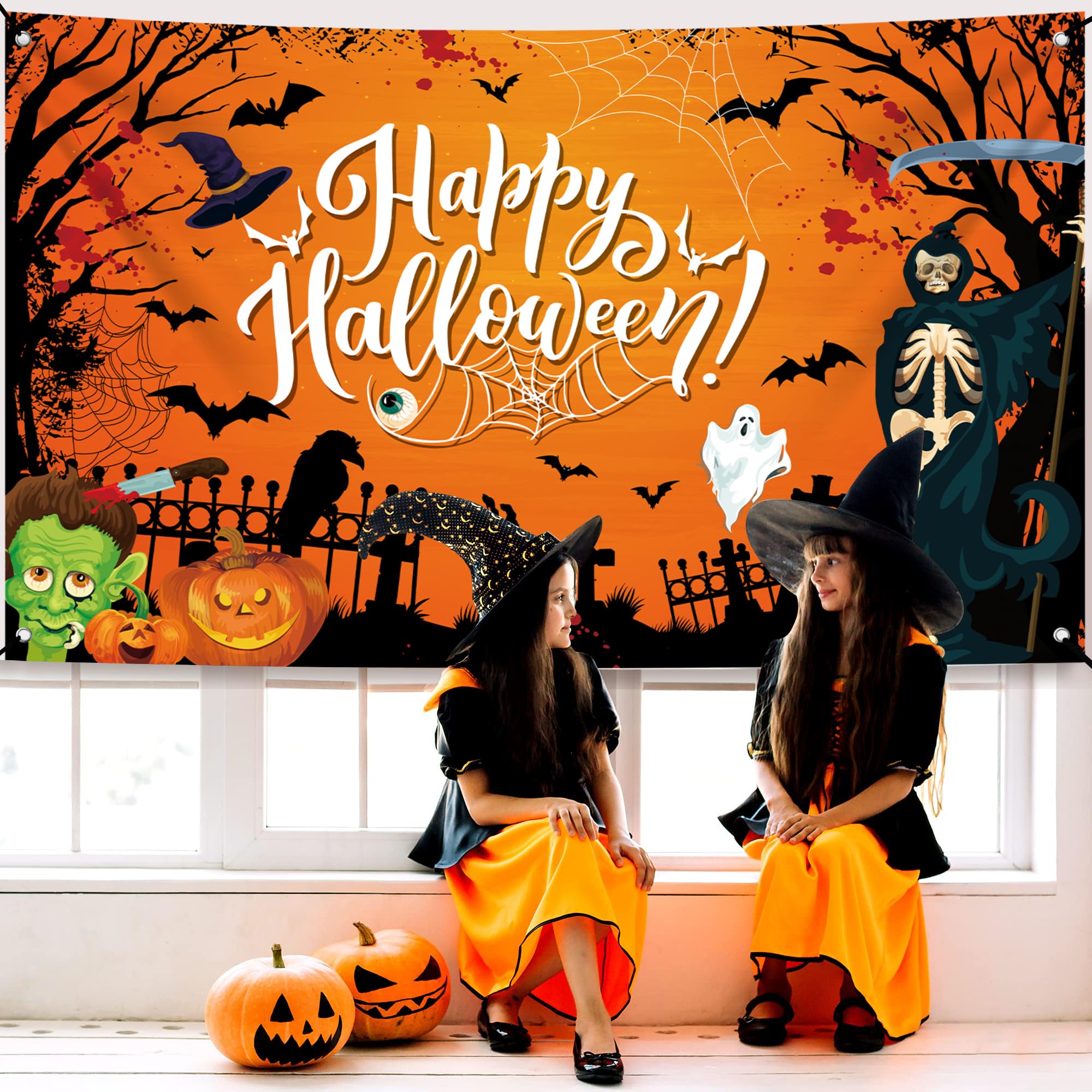 Snapklik.com : Halloween Party Decorations - Orange Spooky Happy ...