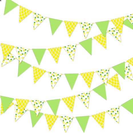 Amazon.com: 4Pcs Pineapple Bunting Banners Pineapple Triangle Flag ...