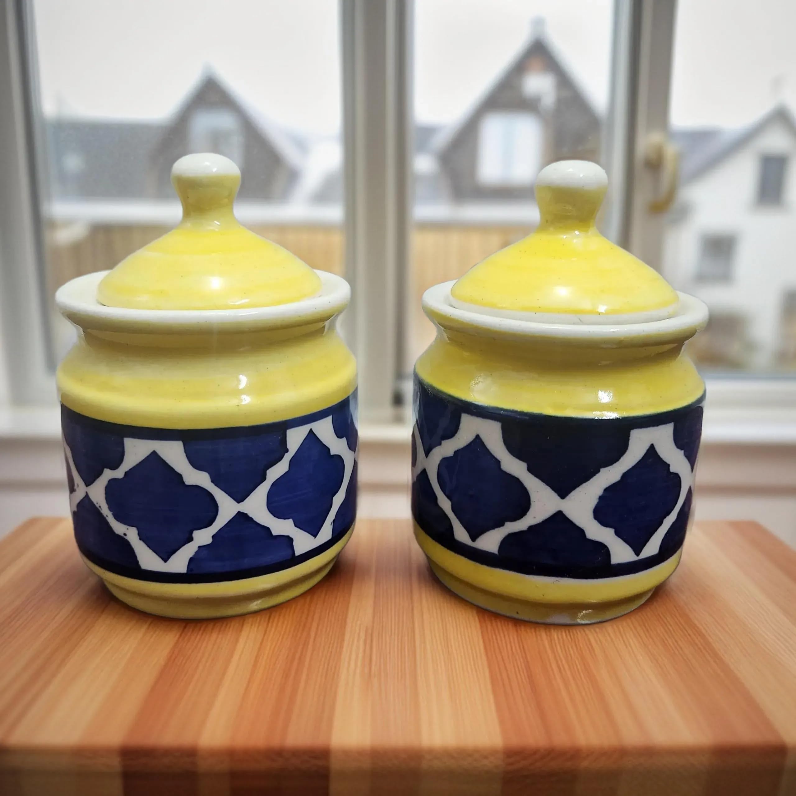 SHRIYAM CRAFTS Ceramic Jar With Lid Unique Design Food Storage ...