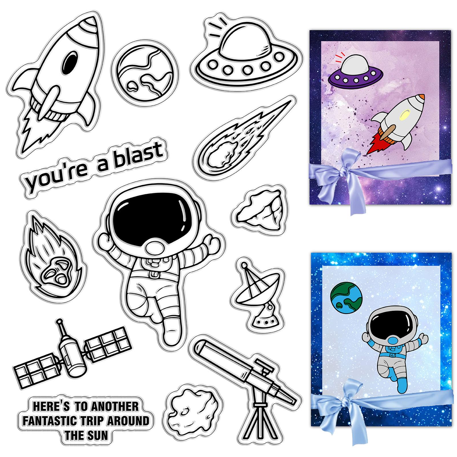 Amazon.com: CRASPIRE Spaceship Clear Rubber Stamps Astronauts Rocket ...