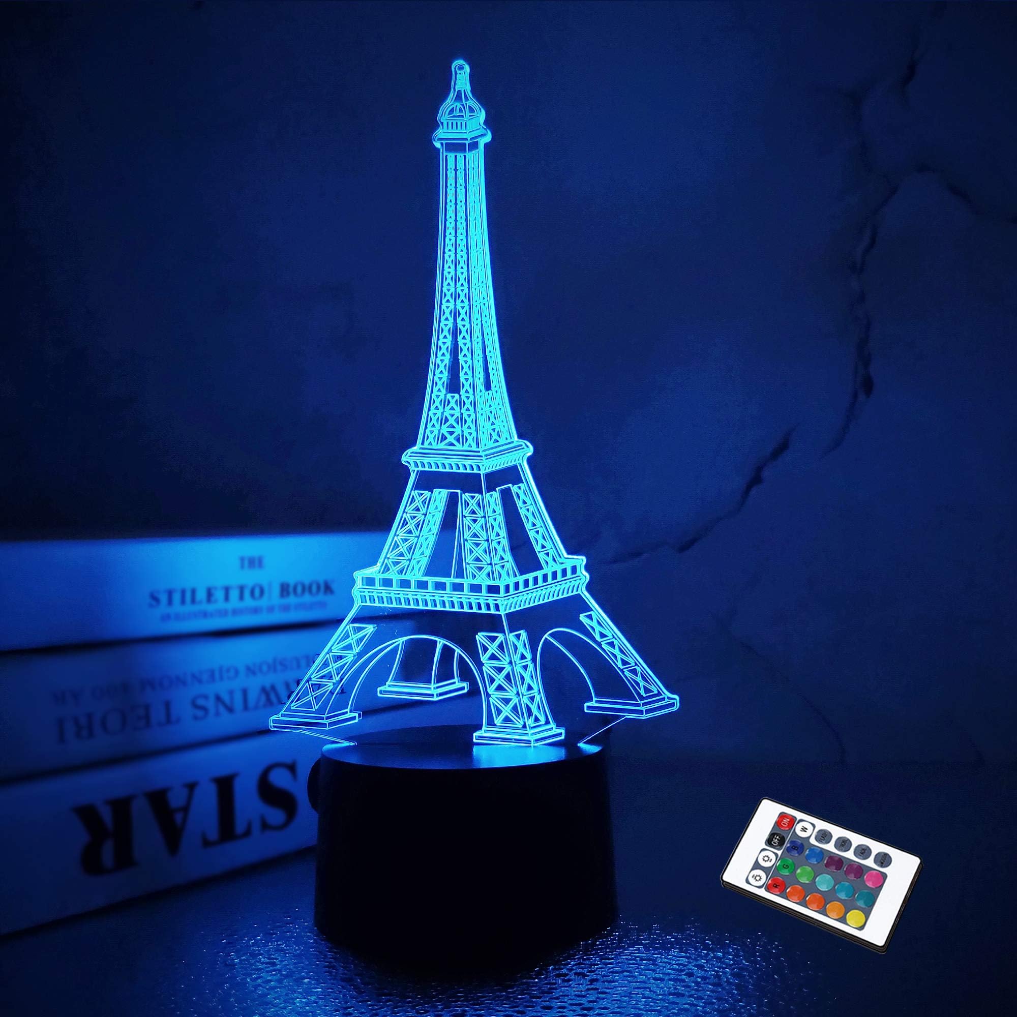 FULLOSUN Eiffel Tower Nightlight 3D Illusion Lamp Visual Bedroom ...