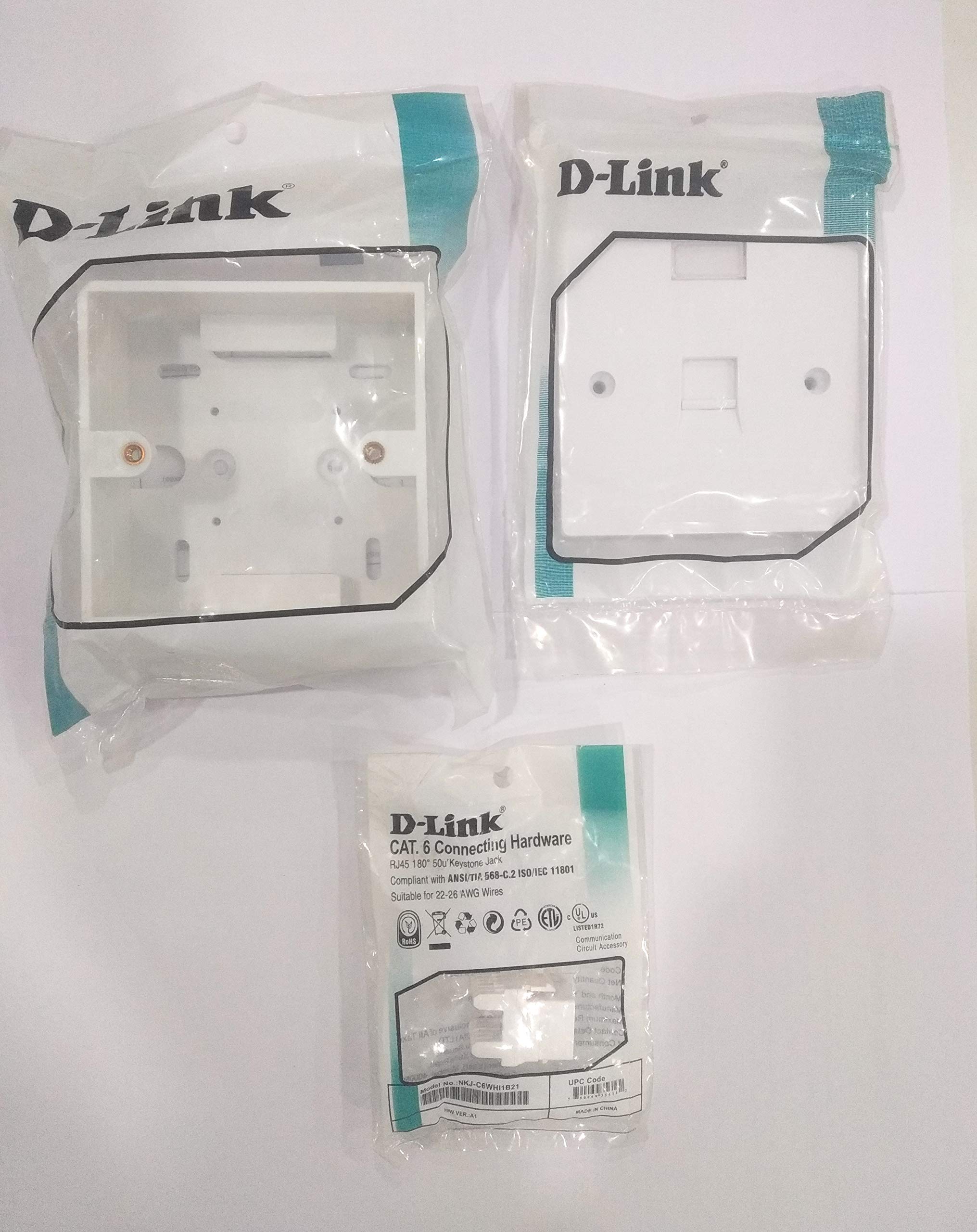 D-Link RJ45 CAT6E LAN I/O + Gang Box + Single Port Face Plate (Combo ...