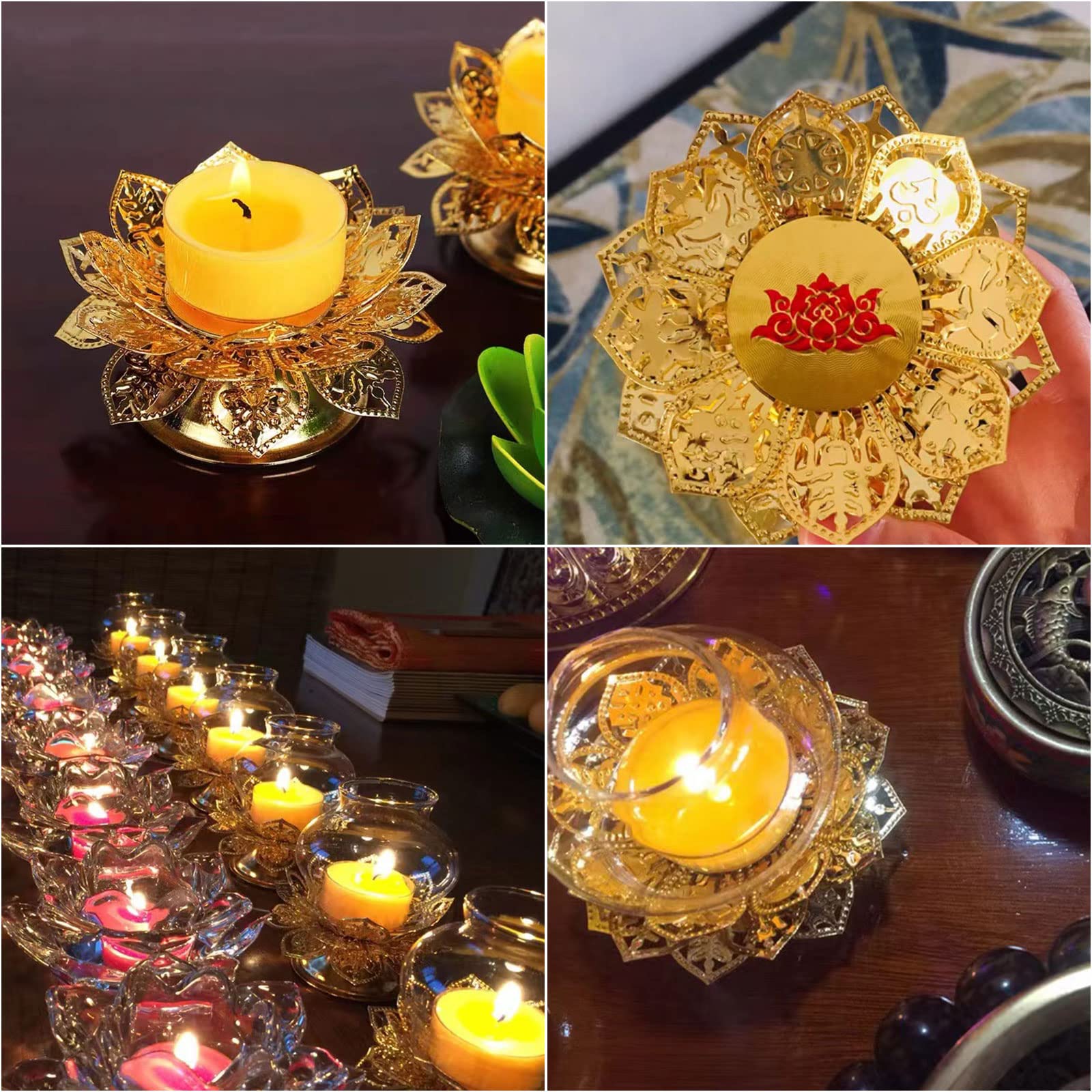 Snapklik.com : 4 PCS Lotus Ghee Lamp Holder, Diwali Diya Vilakku For ...
