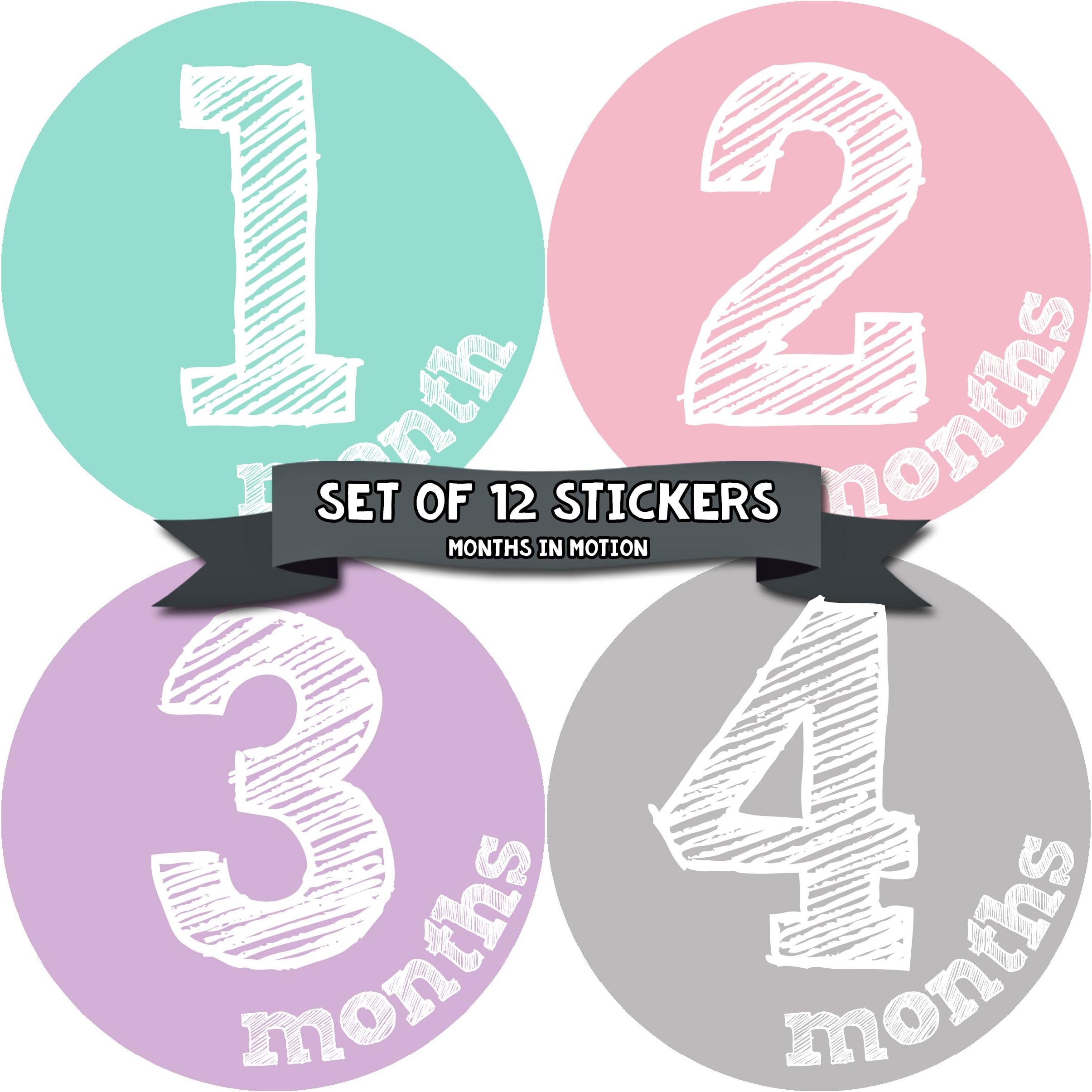 Amazon.com: Months in Motion Baby Monthly Stickers - Baby Milestone ...