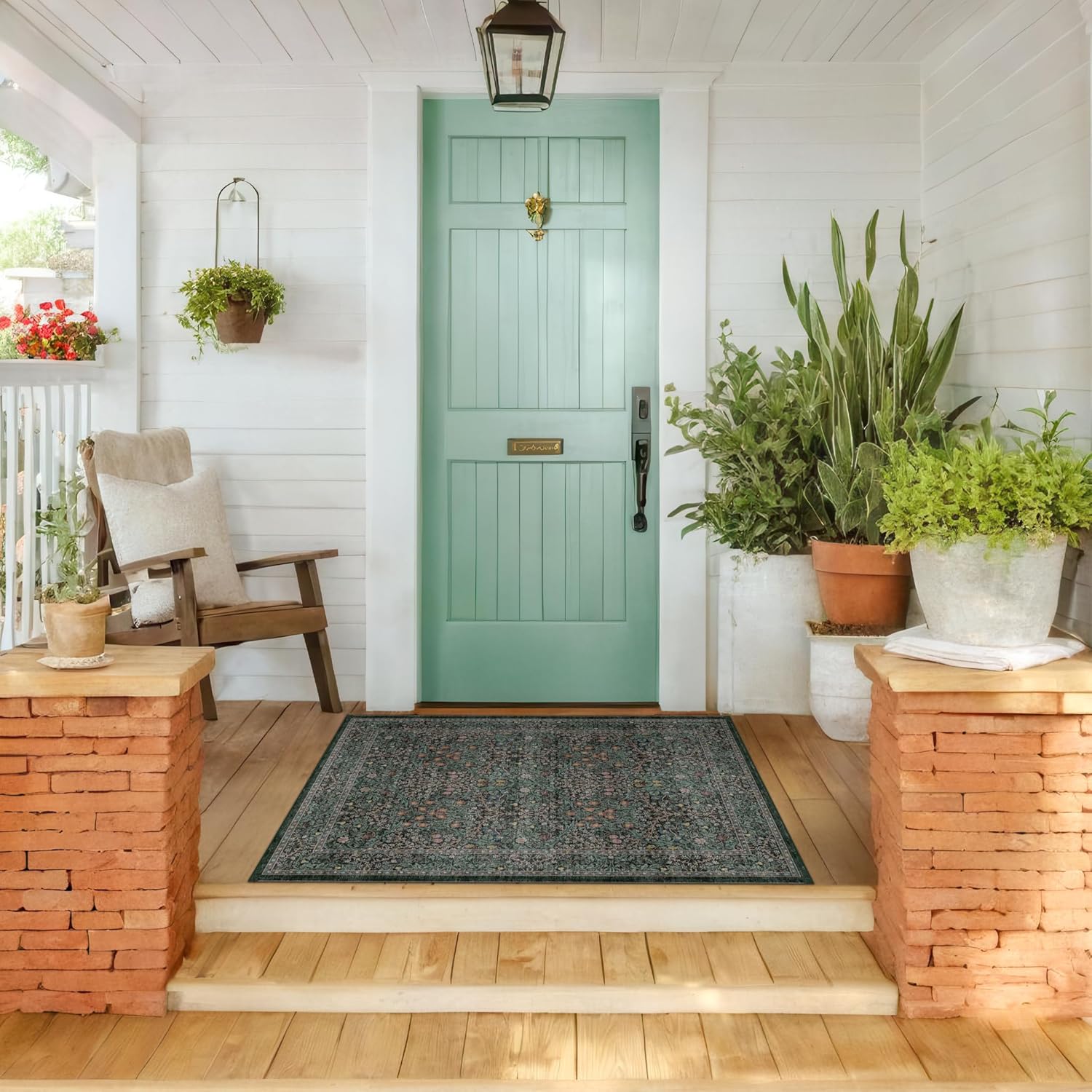 Amazon.com: Dark Green Washable Entry Rug, 3x4 Rugs for Entryway ...