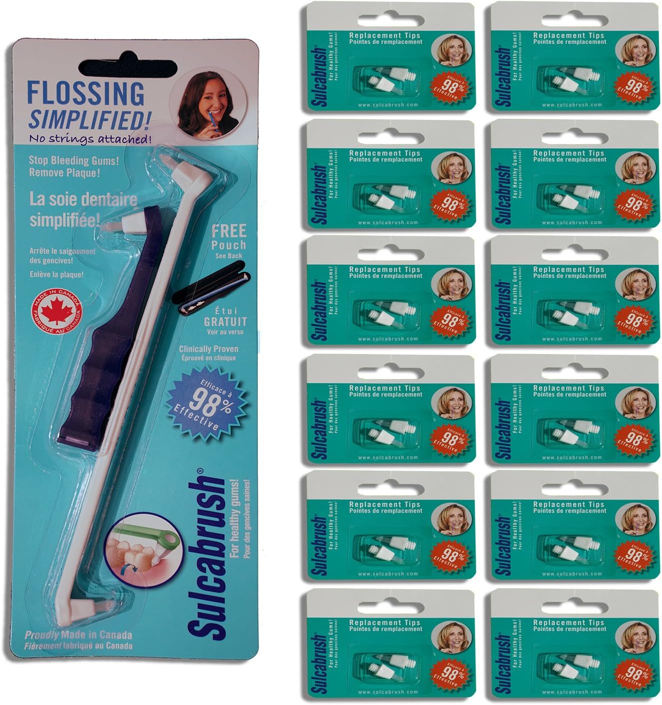 Amazon.com : Sulcabrush Pocket Pack of Manual Toothbrush with Handle ...