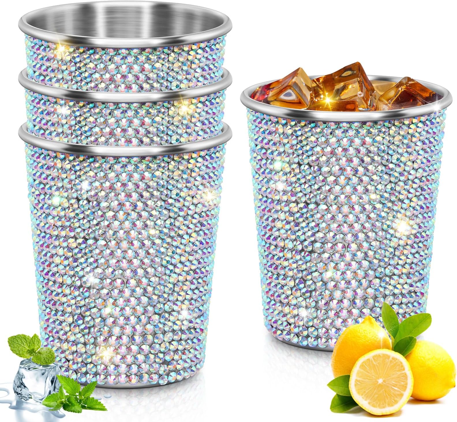 Amazon.com | FoldTier 4 Pack Bling Rhinestone Stainless Steel Glitter ...