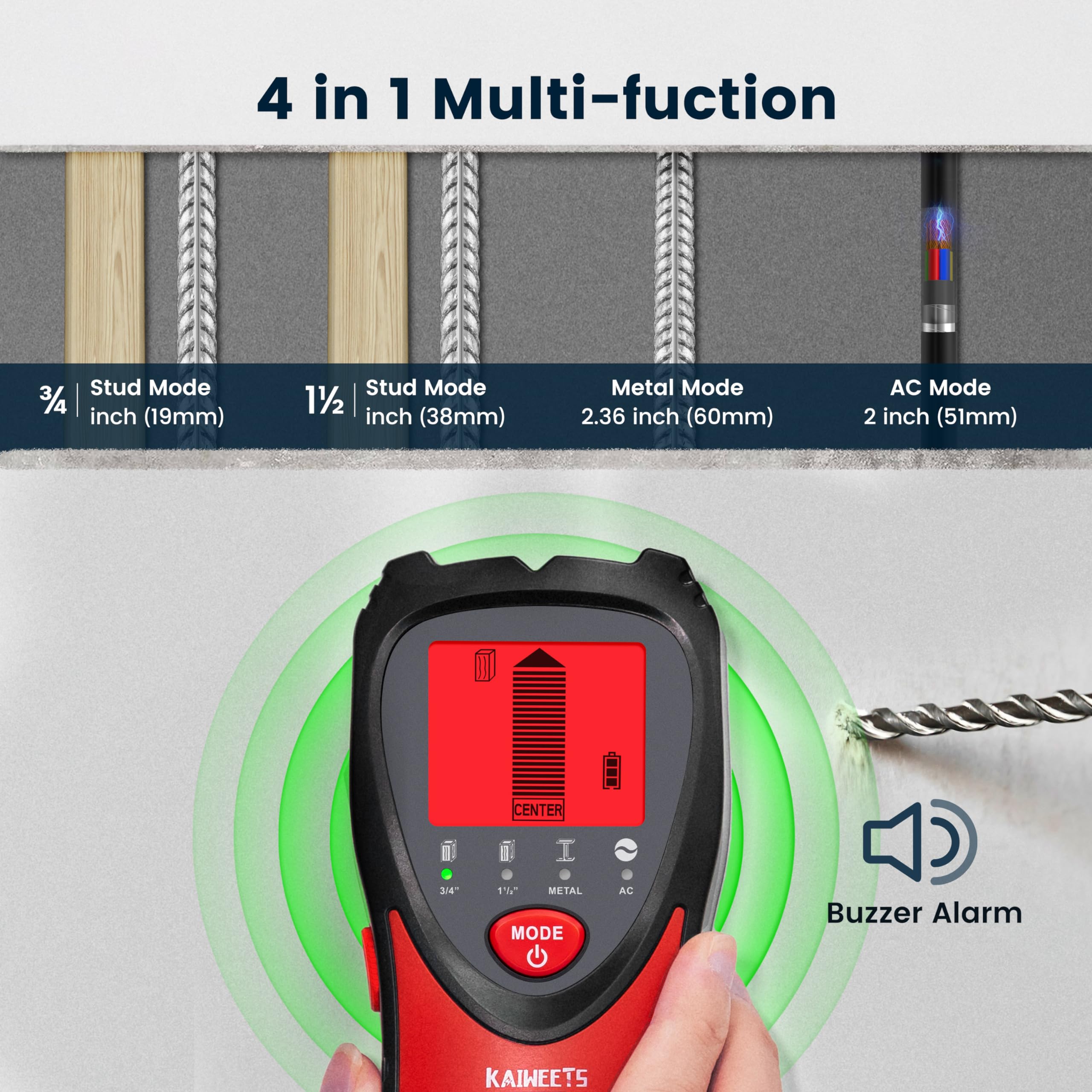 Snapklik.com : KAIWEETS Stud Finder Wall Scanner, 4 In 1 Electronic ...
