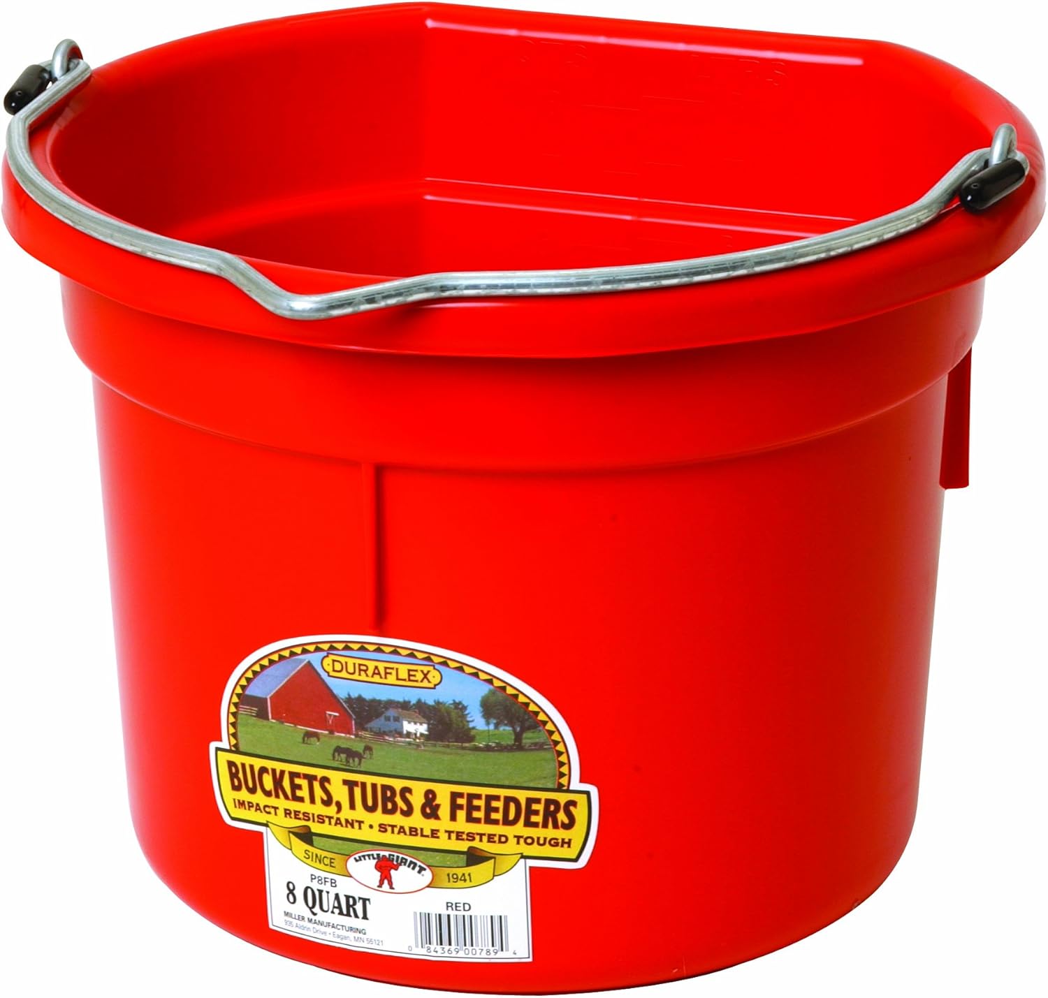 Little Giant Plastic Animal Feed Bucket (Red) Flat Back Plastic Feed ...