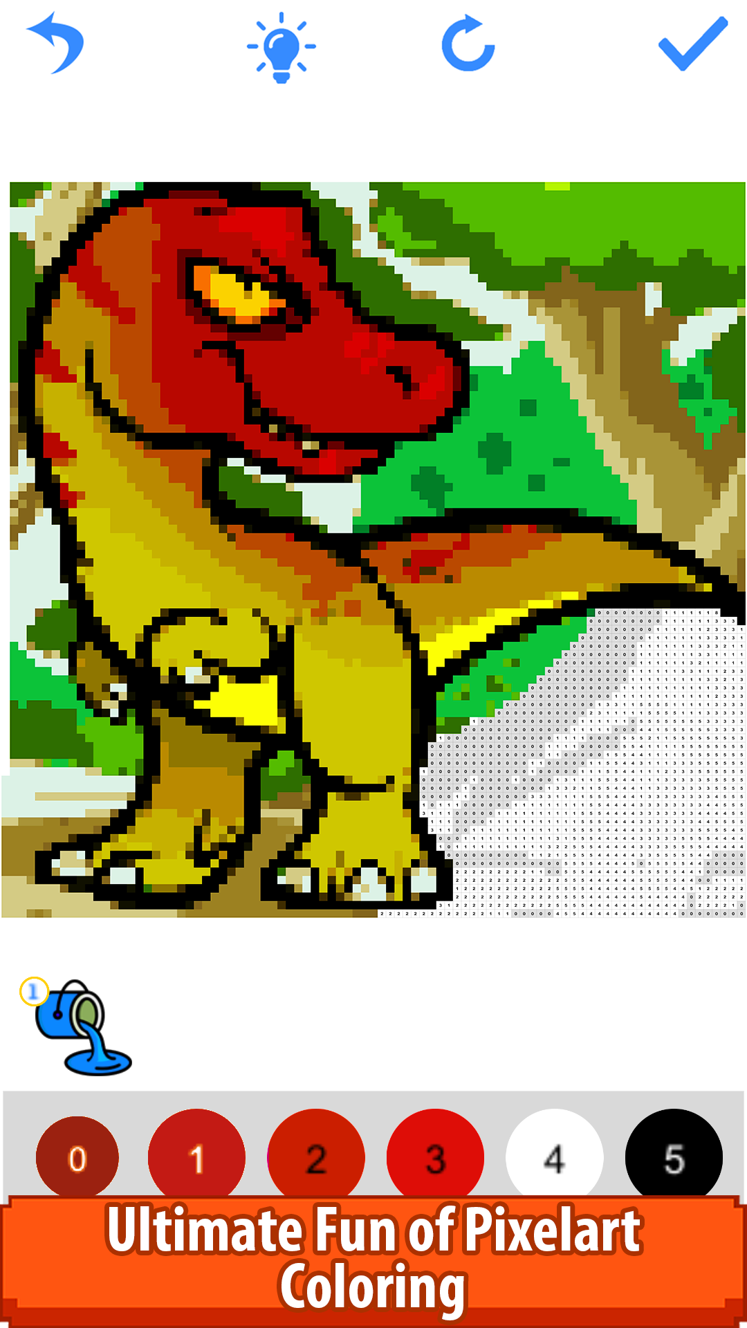 Dinosaurs Pixel Art - Paint by Number, Sandbox Coloring Pages - App on ...