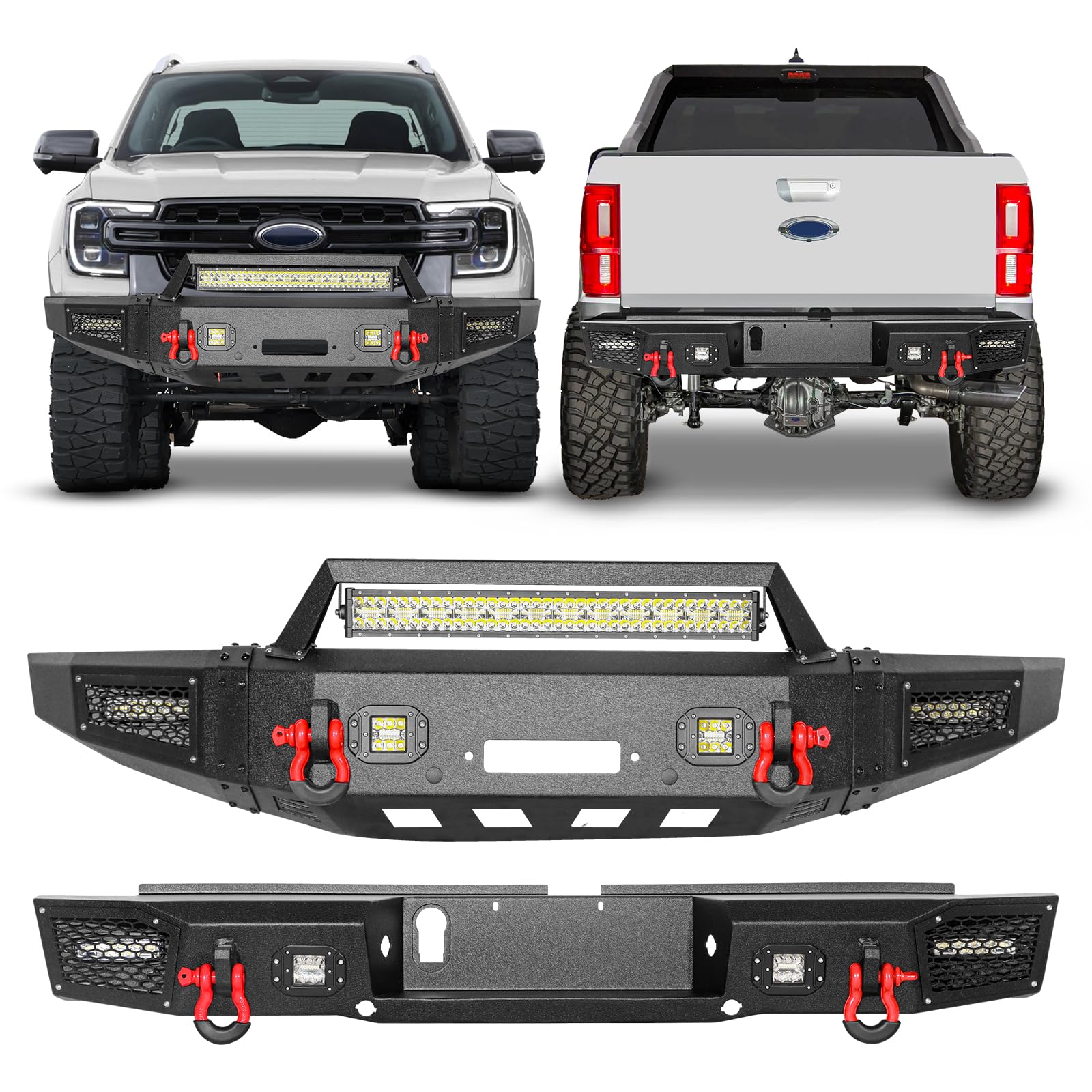 Amazon.com: AIWARGOD Front and Rear Bumper Black Texture Compatible ...
