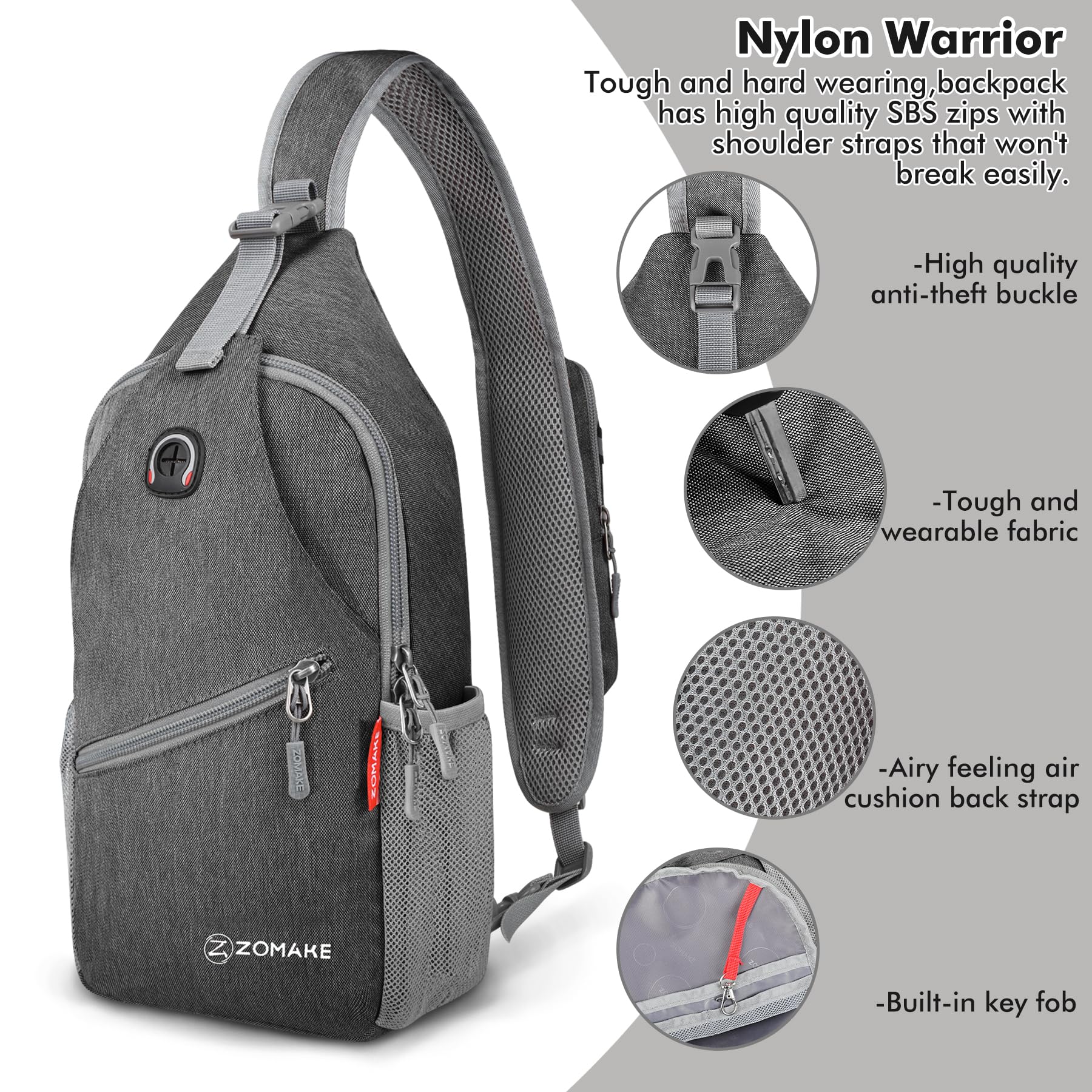 Snapklik.com : ZOMAKE Small Sling Bag-Travel Sling Backpack, Waterproof ...