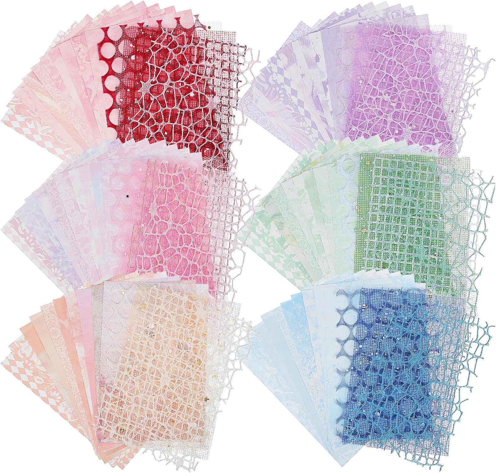 Amazon.com : 90 Sheets Scrapbook Paper and Decorative Mesh Fabric ...