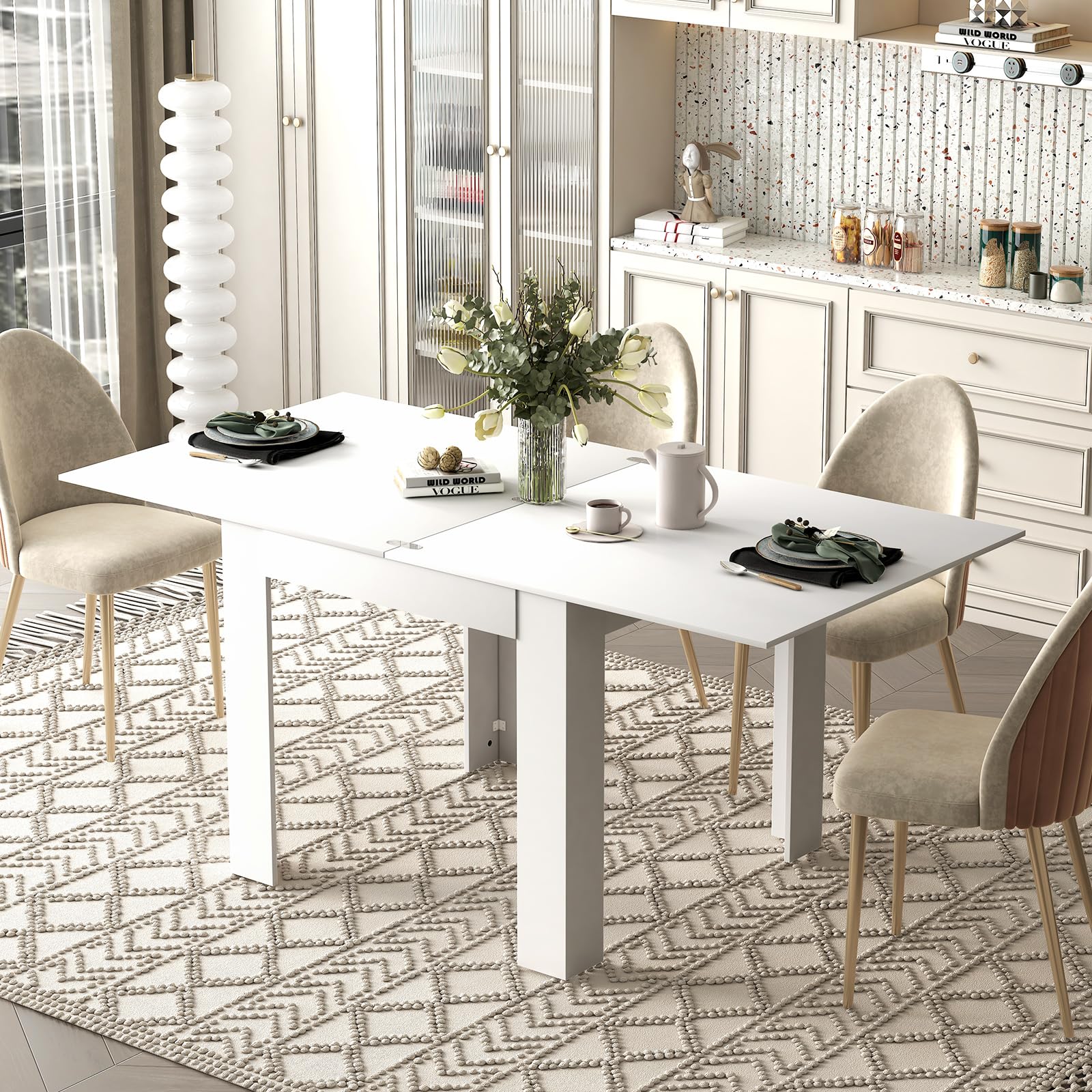 Amazon.com - PUREMIND Extendable Folding Dining Table 70.92" for 4-6 ...