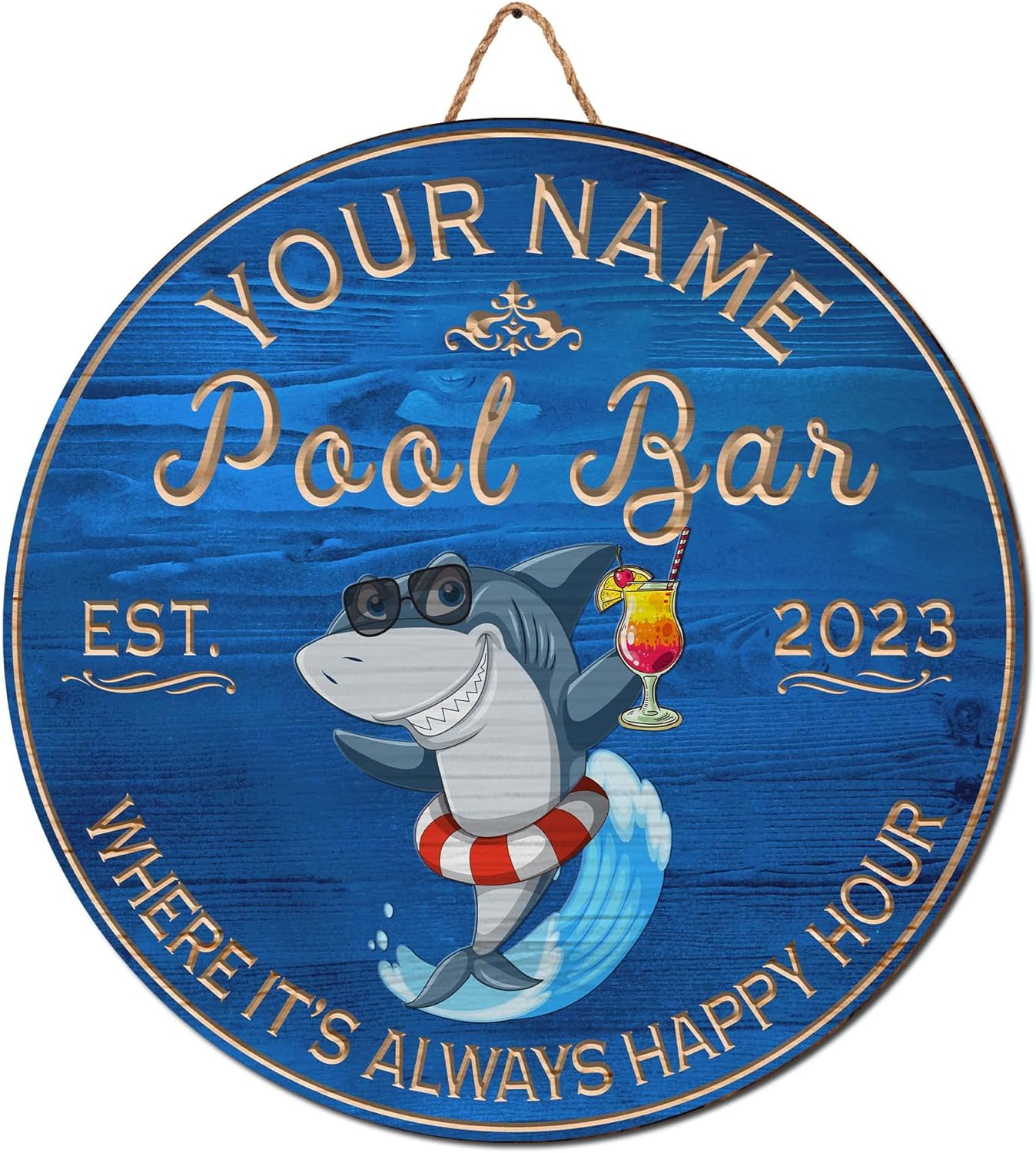Amazon.com : V VIBEPY All Over Printed Personalized Wooden Pool Bar ...