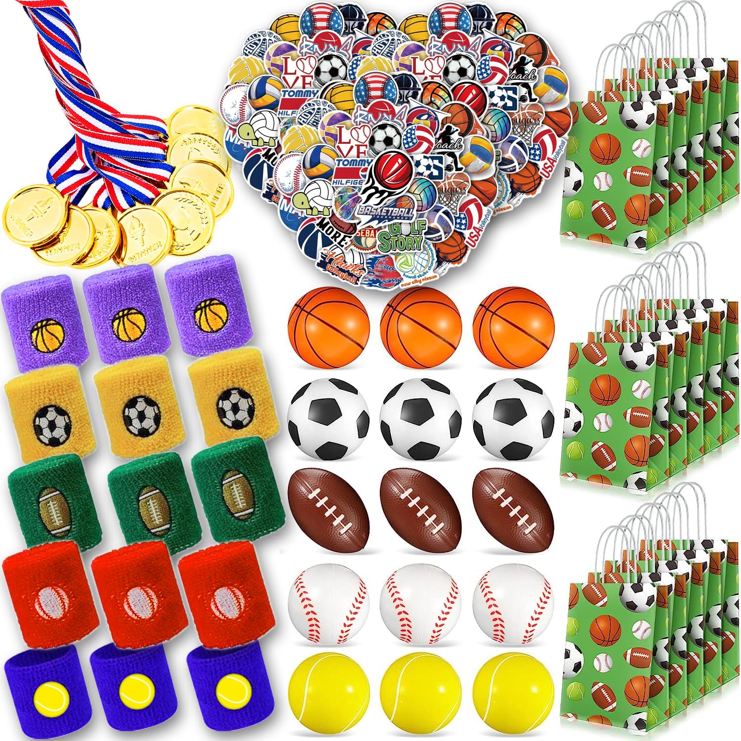Amazon.com: 210 Pcs Sports Party Favors for Kids, with Golden Winner ...
