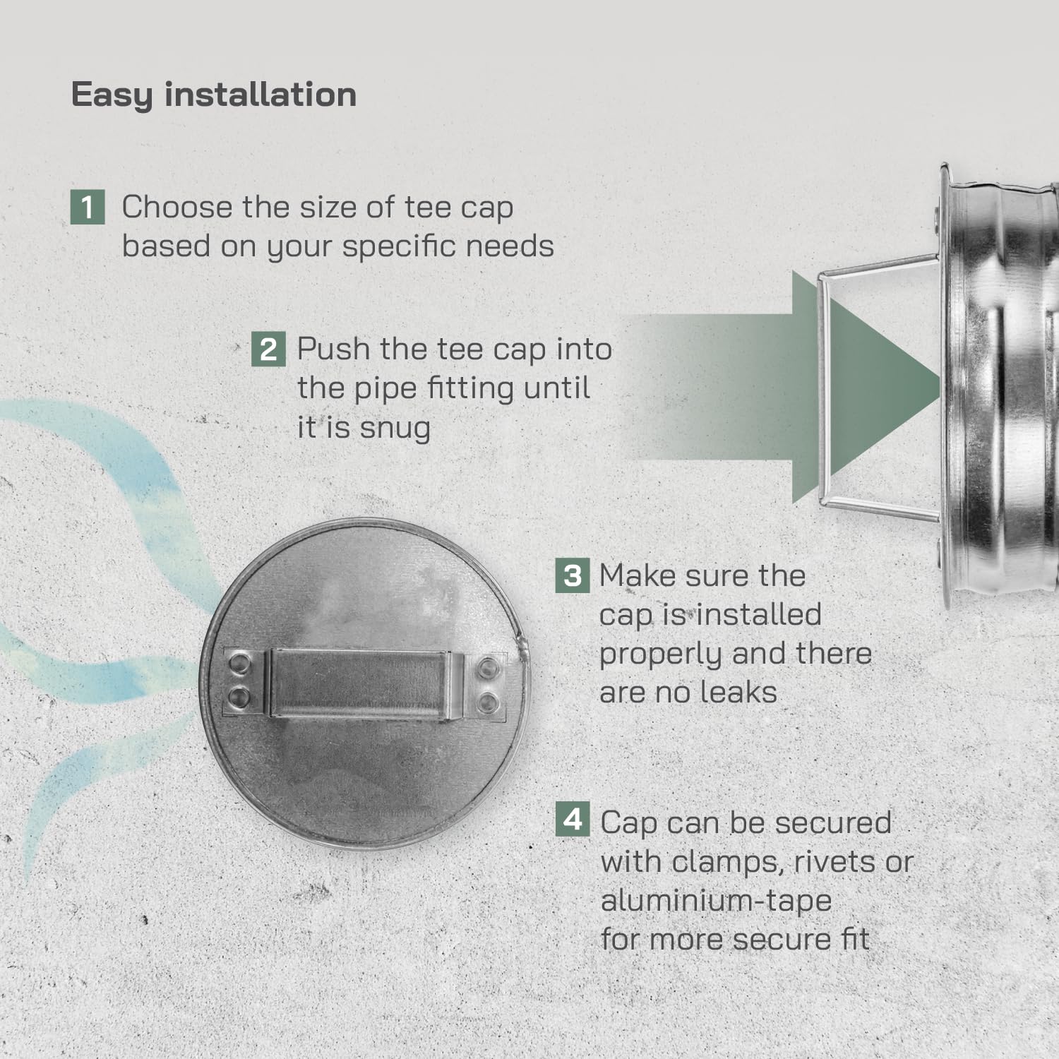 Snapklik.com : Vent Systems 4" Inch Galvanized Steel Tee Cap