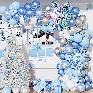 Amazon.com: Adeyoo Snowflake Balloon Arch Garland Kit - 132Pcs Winter Wonderland Balloon Arch ...