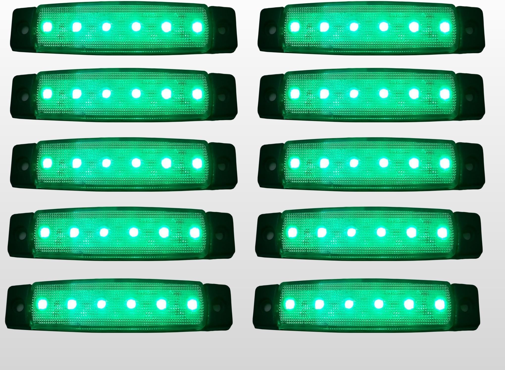 flexzon 10 PCs 6 Led Green Front Side Marker Light Position 12V Smd for Truck HGV Trailer Lorry ...