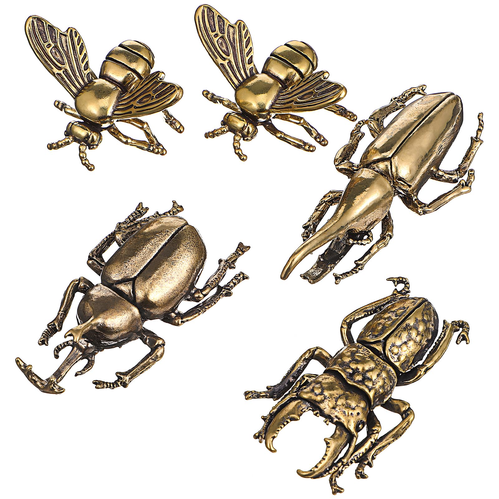 Amazon.com: Baluue 5pcs Brass Insect Statue, Vintage Brass Bee Beetle Figurines Brass Decor ...