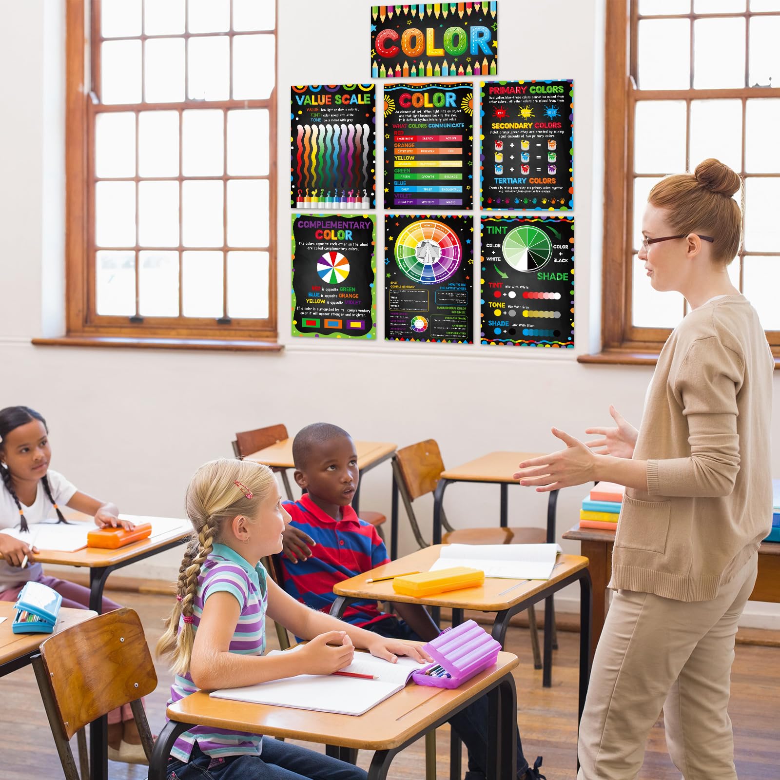 Snapklik.com : 9 Pcs Art Classroom Decorations Color Theory Posters ...