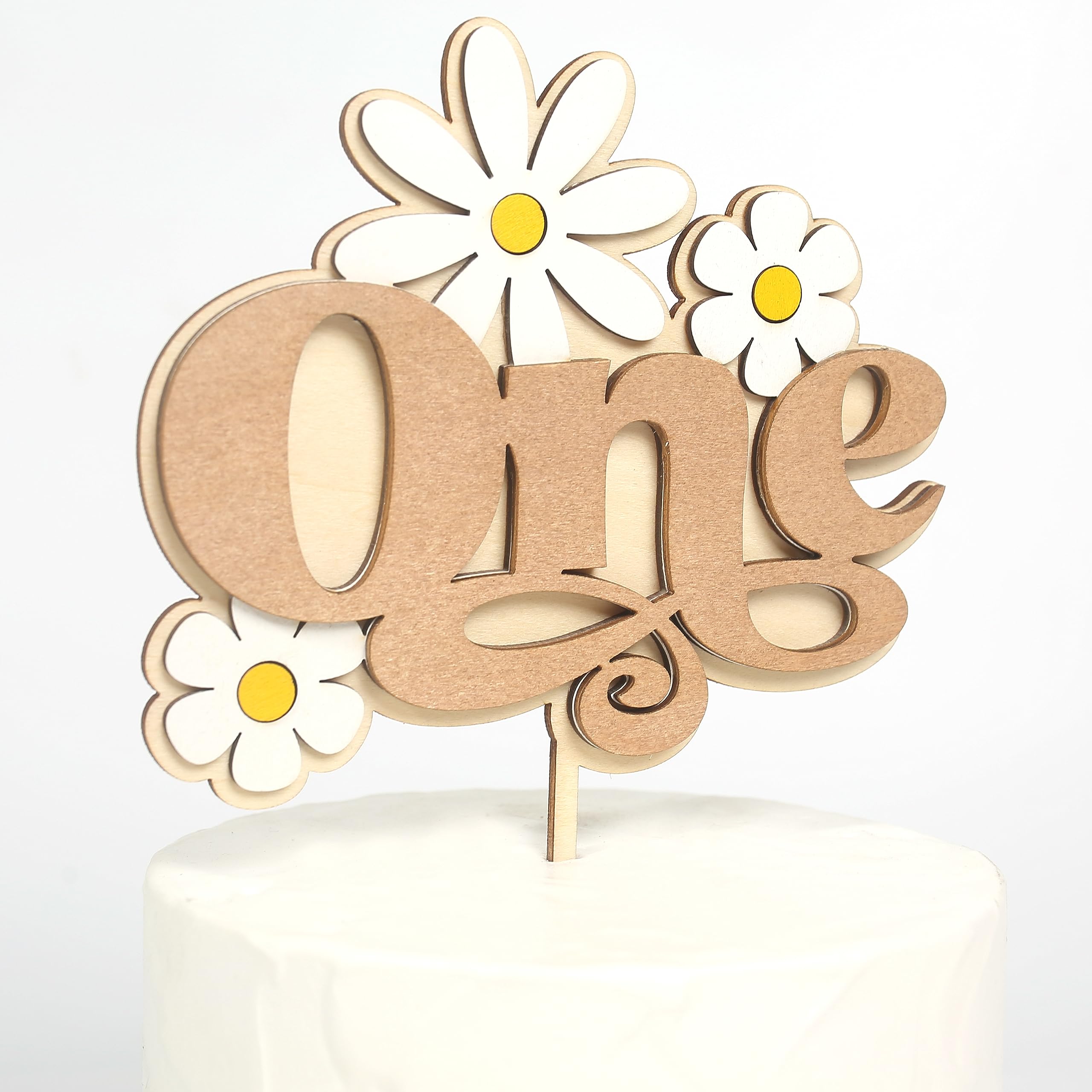 Amazon.com: BOOMPA Wooden Daisy Cake Topper for 1st Birthday, Baby ...