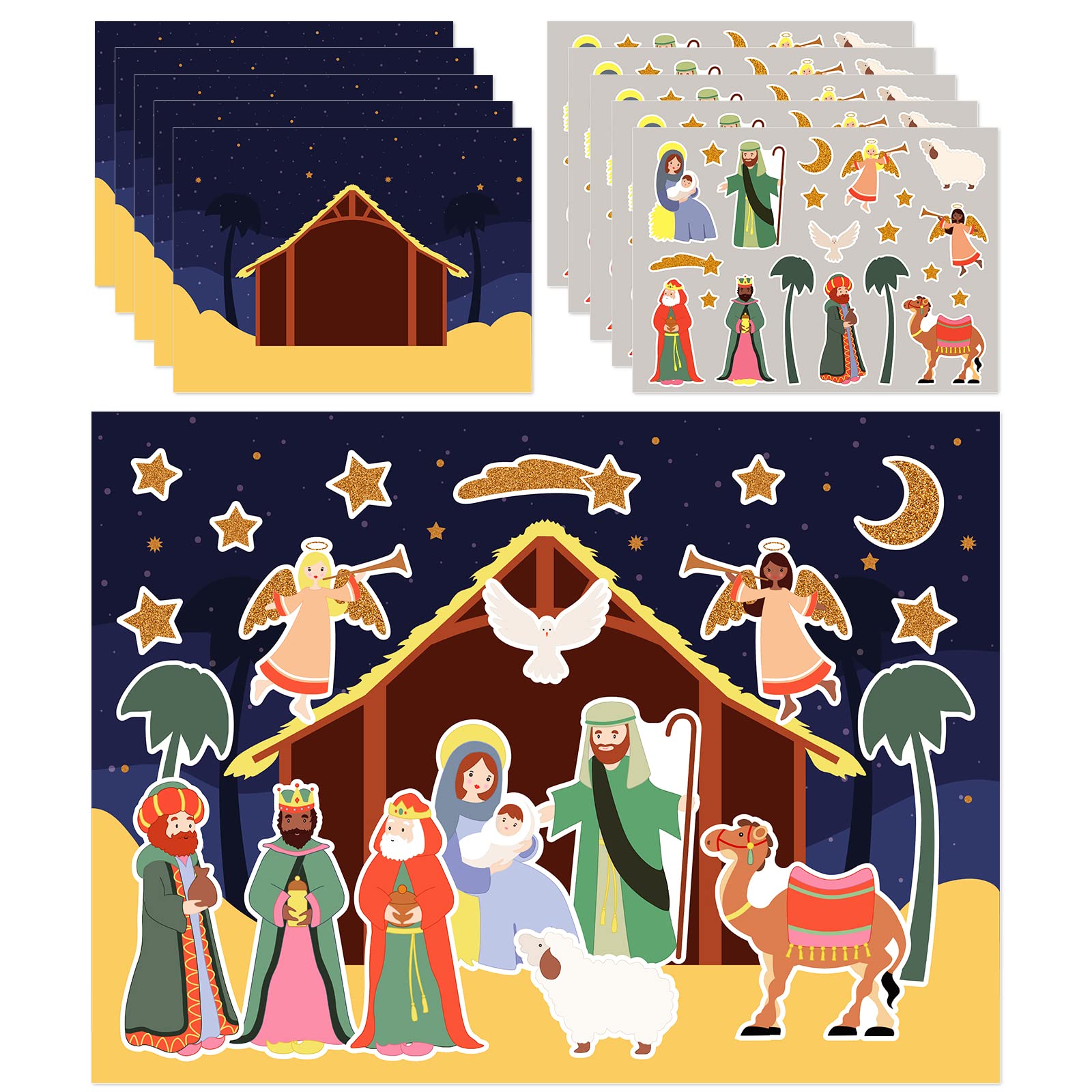 Religious Christmas Crafts 36 Sheets Christmas Nativity Stickers ...