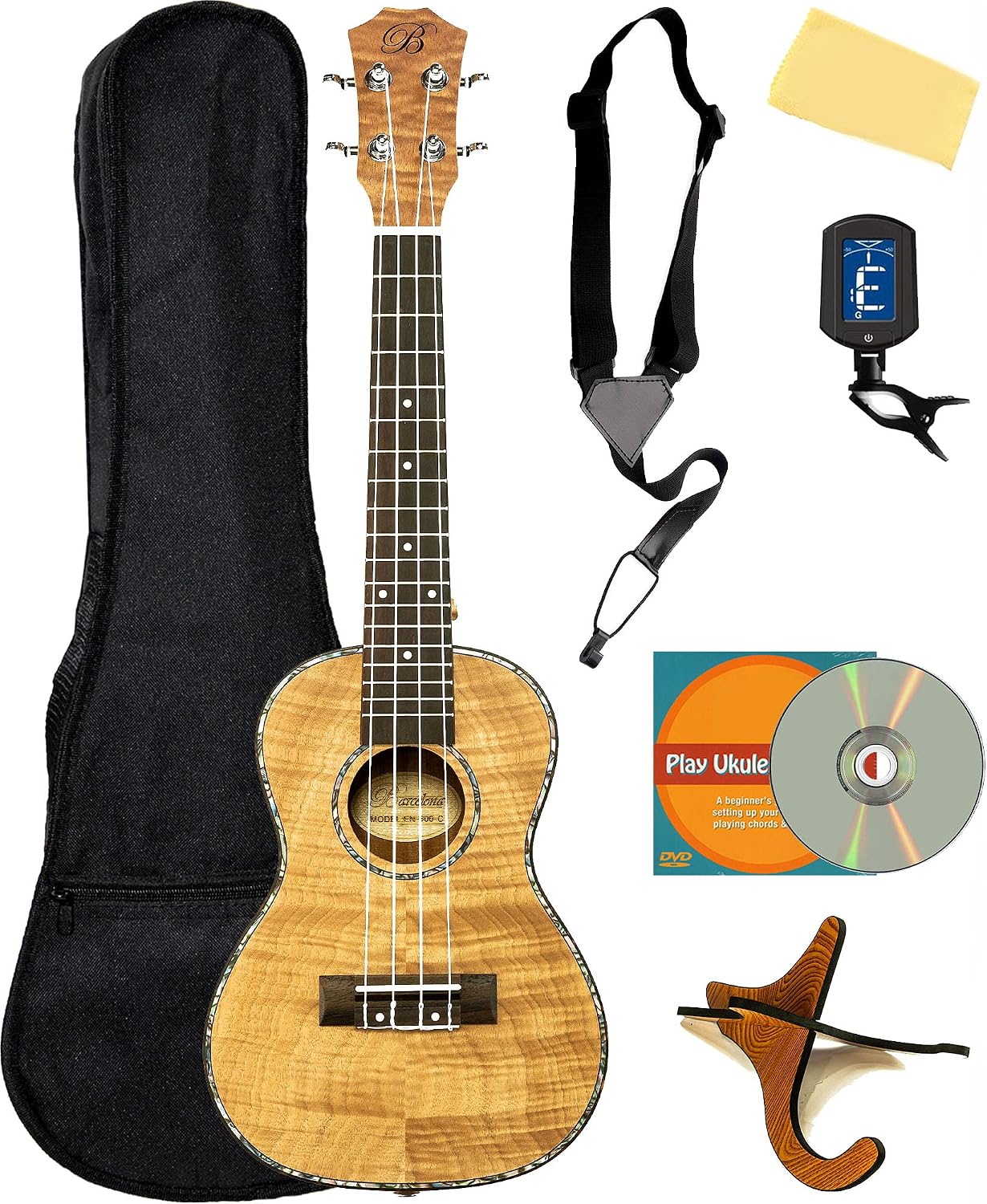 Amazon.com: Barcelona Oguman Wood Ukulele Bundle with Gig Bag, Digital ...