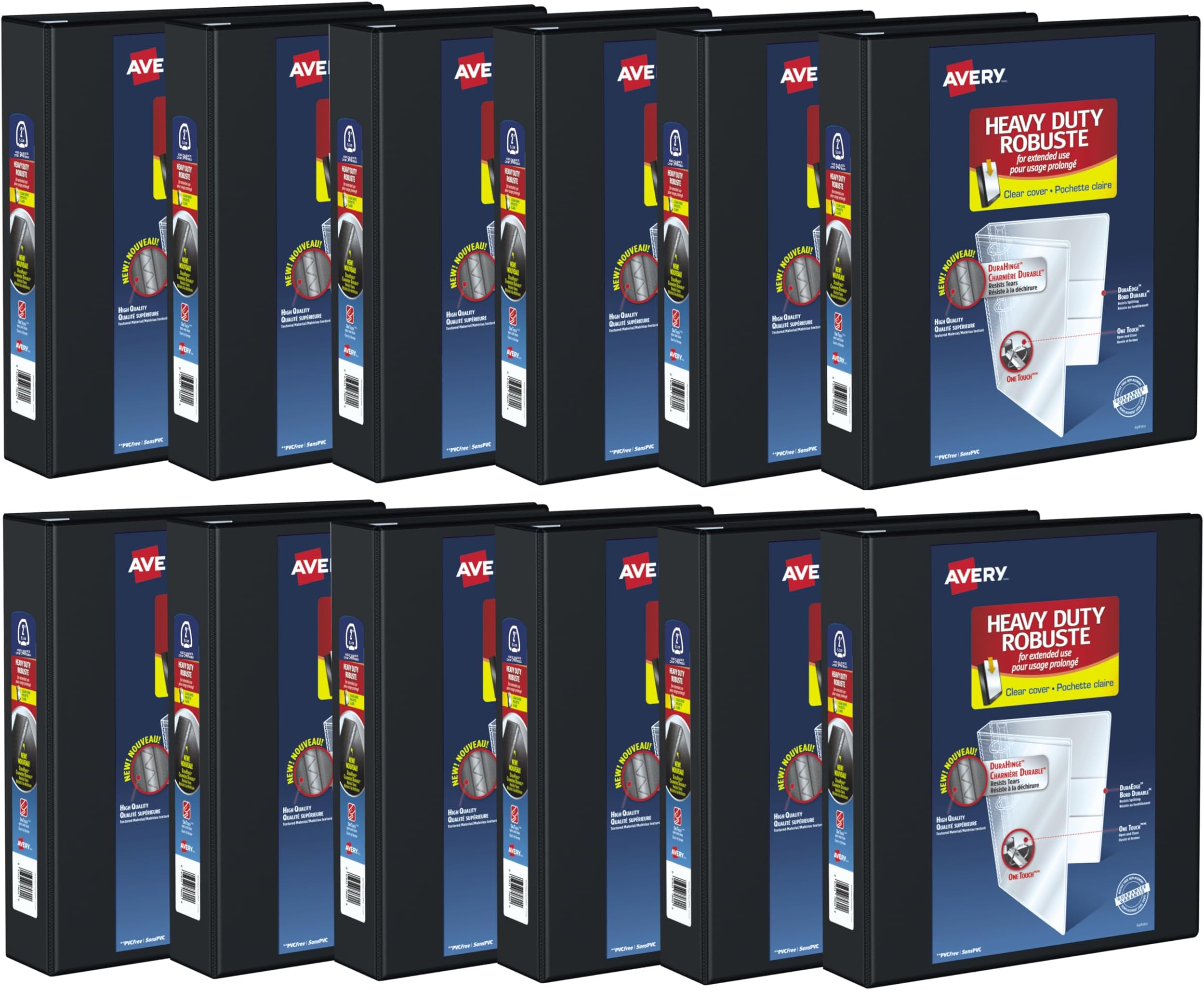 Avery Heavy Duty View 3 Ring Binder, 2" One Touch Ring, Slant D-Ring ...