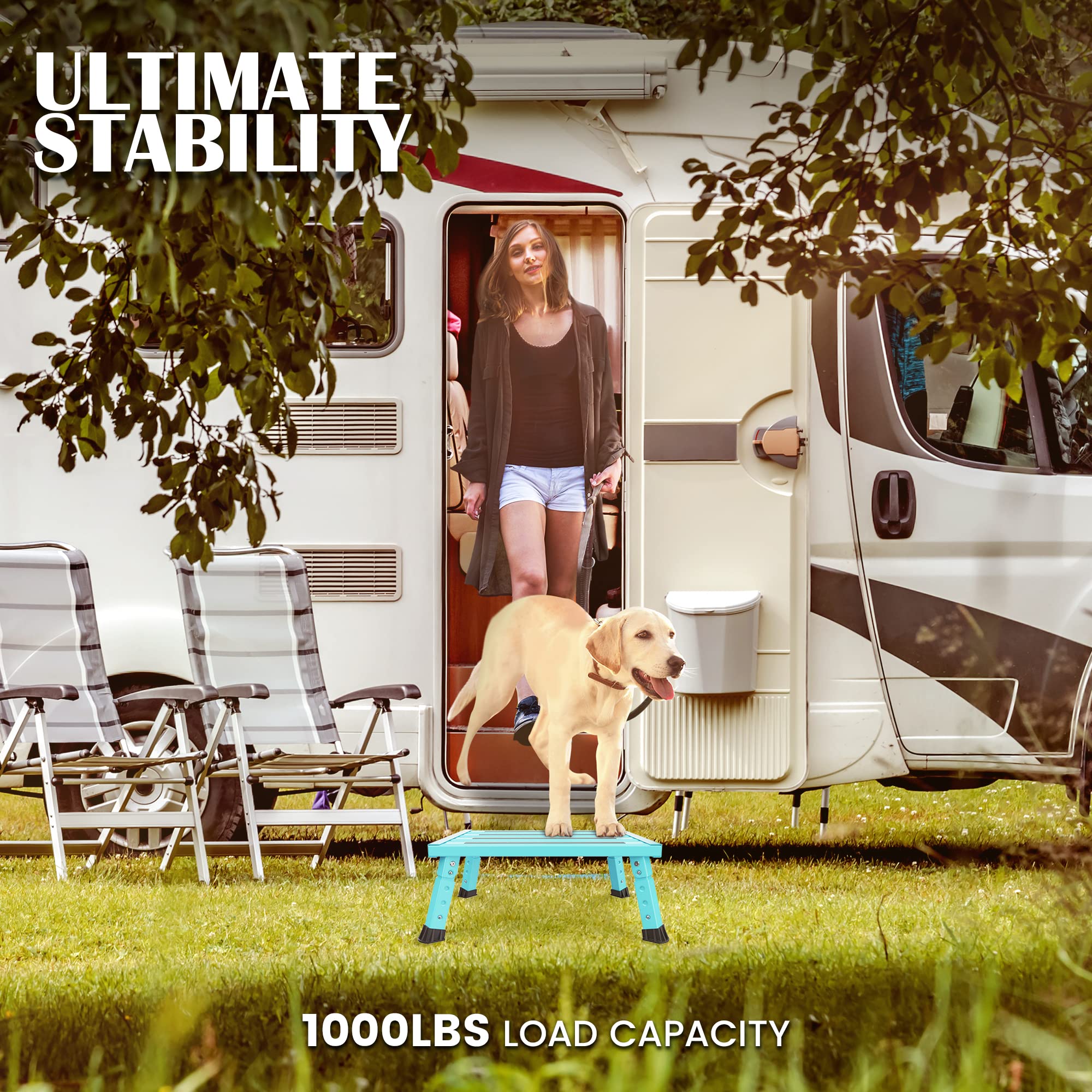 Snapklik.com : Marudina Large Platform RV Steps, 3-Level Adjustable ...